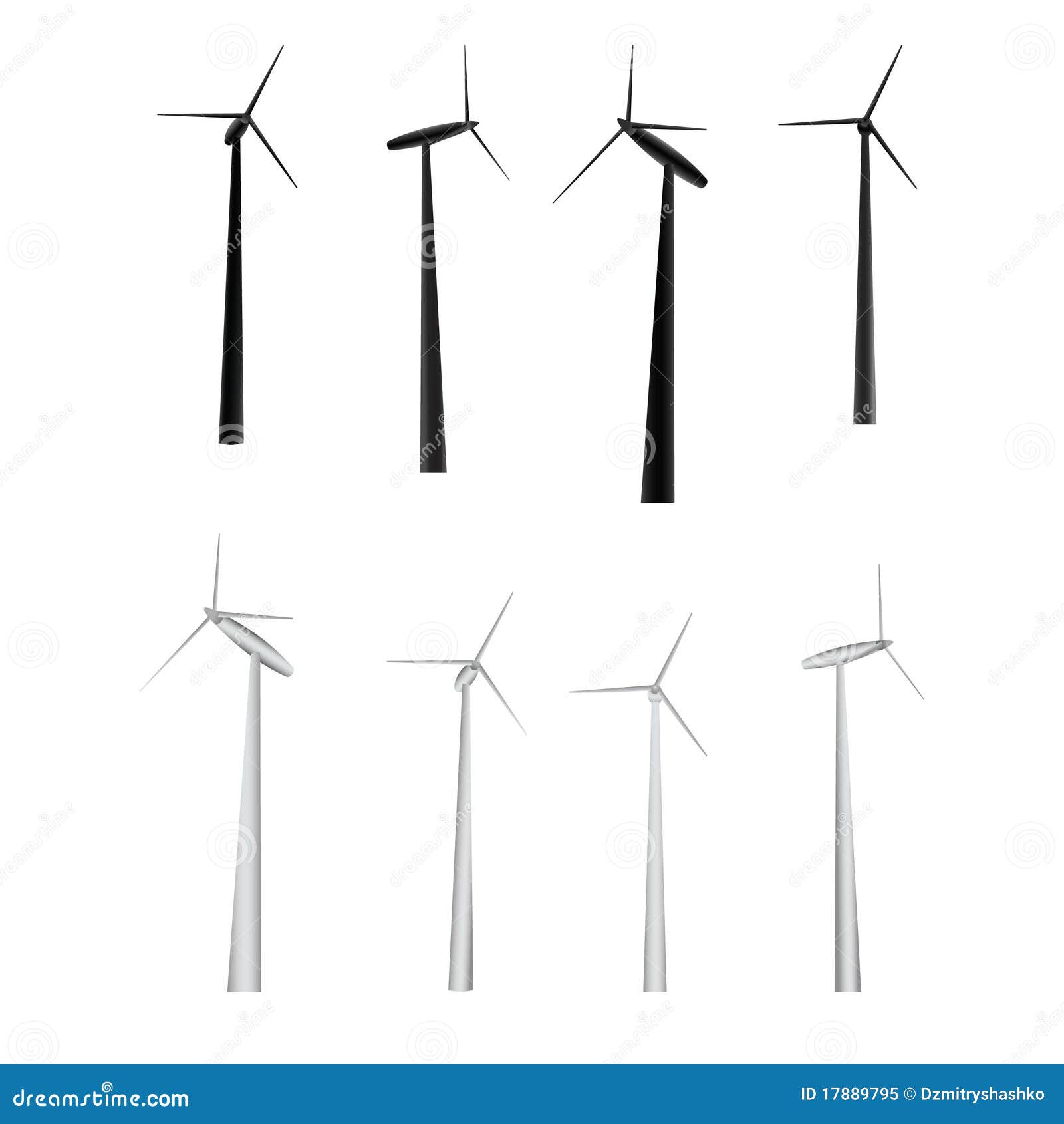 Vector set of windmills stock vector. Illustration of electric - 17889795