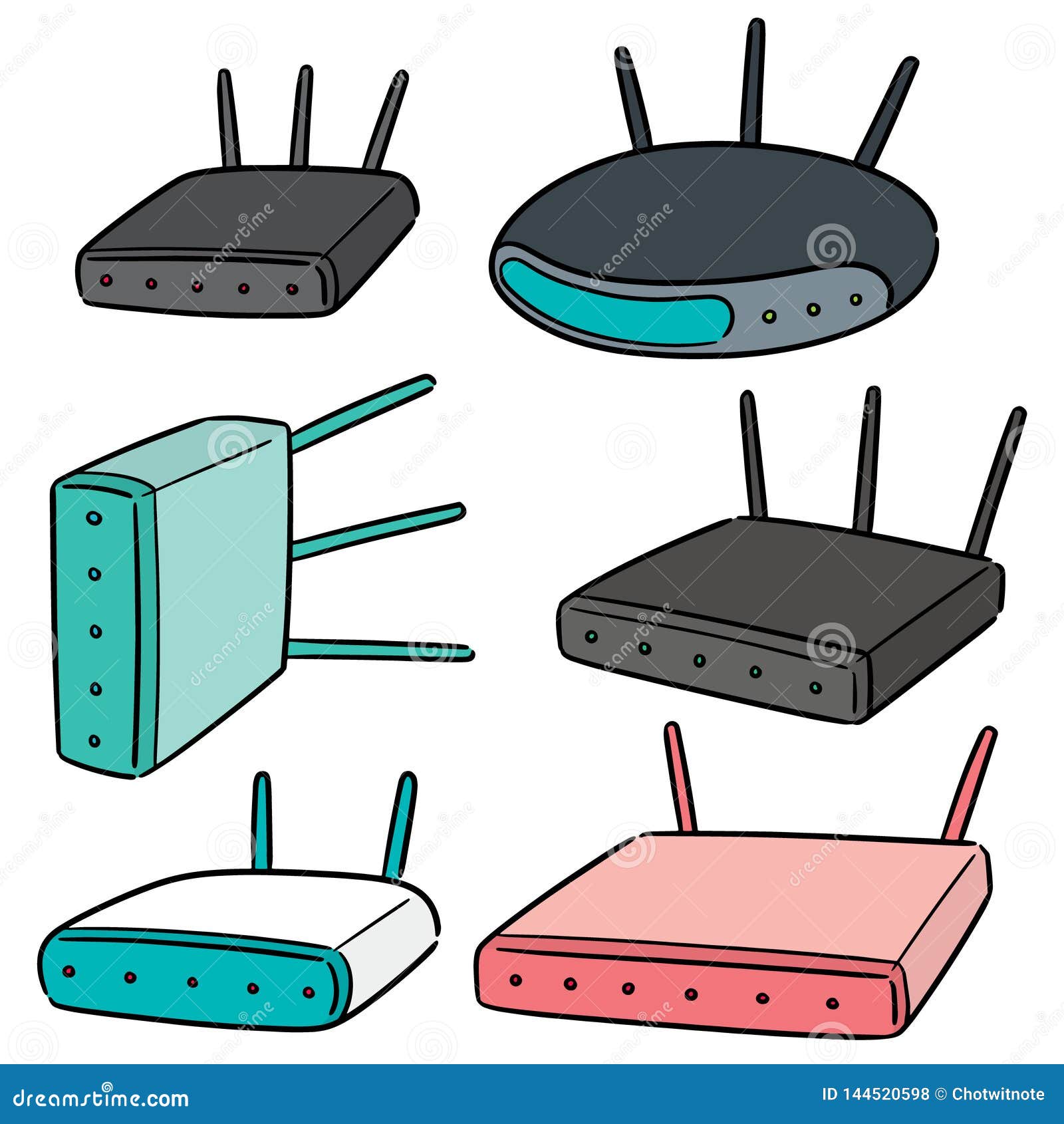 Vector Set of Wireless Router Stock Vector - Illustration of cartoon ...