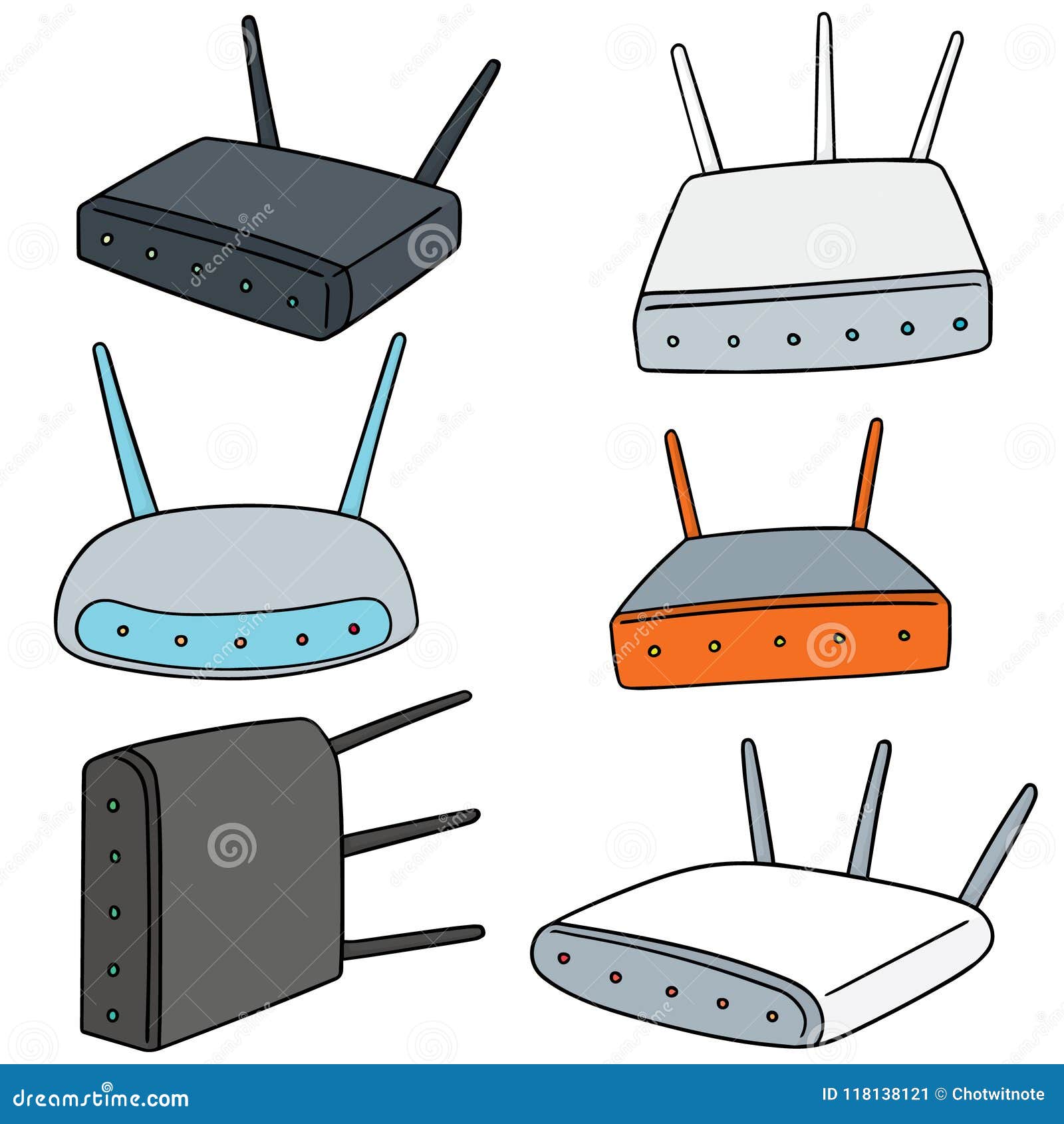 Vector Set of Wireless Router Stock Vector - Illustration of broadband ...