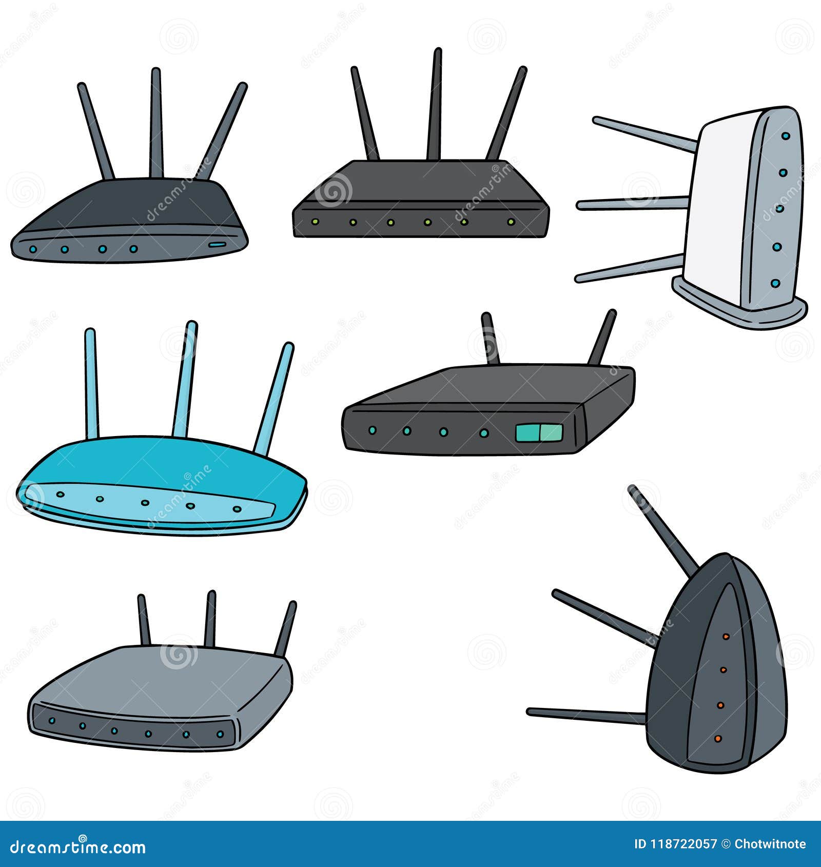 Vector Set of Wireless Router Stock Vector - Illustration of access ...