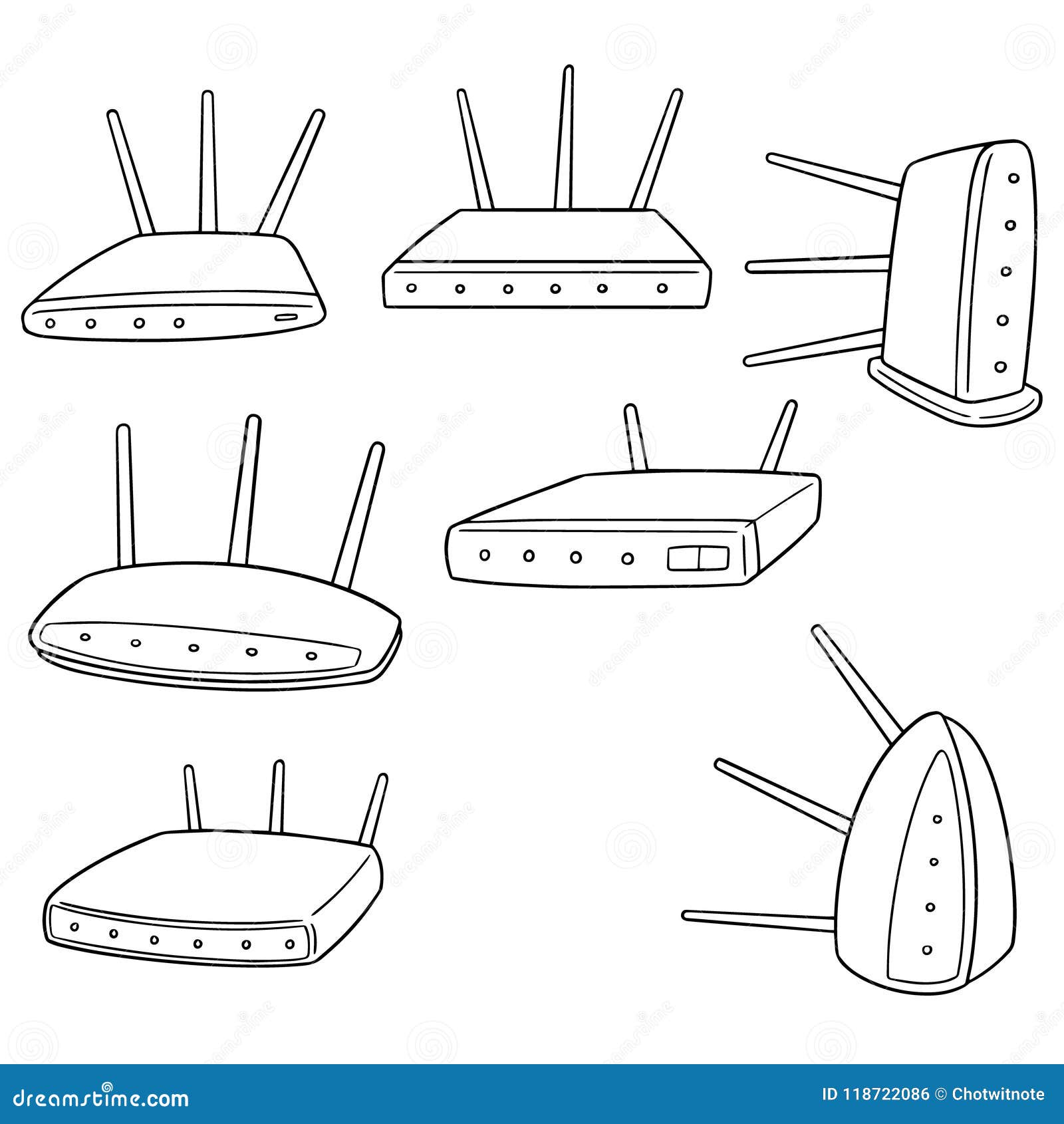 Vector Set of Wireless Router Stock Vector - Illustration of draw, data ...