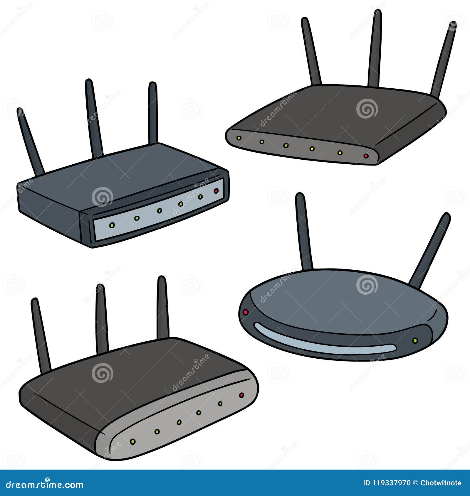 Vector Set of Wireless Router Stock Vector - Illustration of ethernet ...