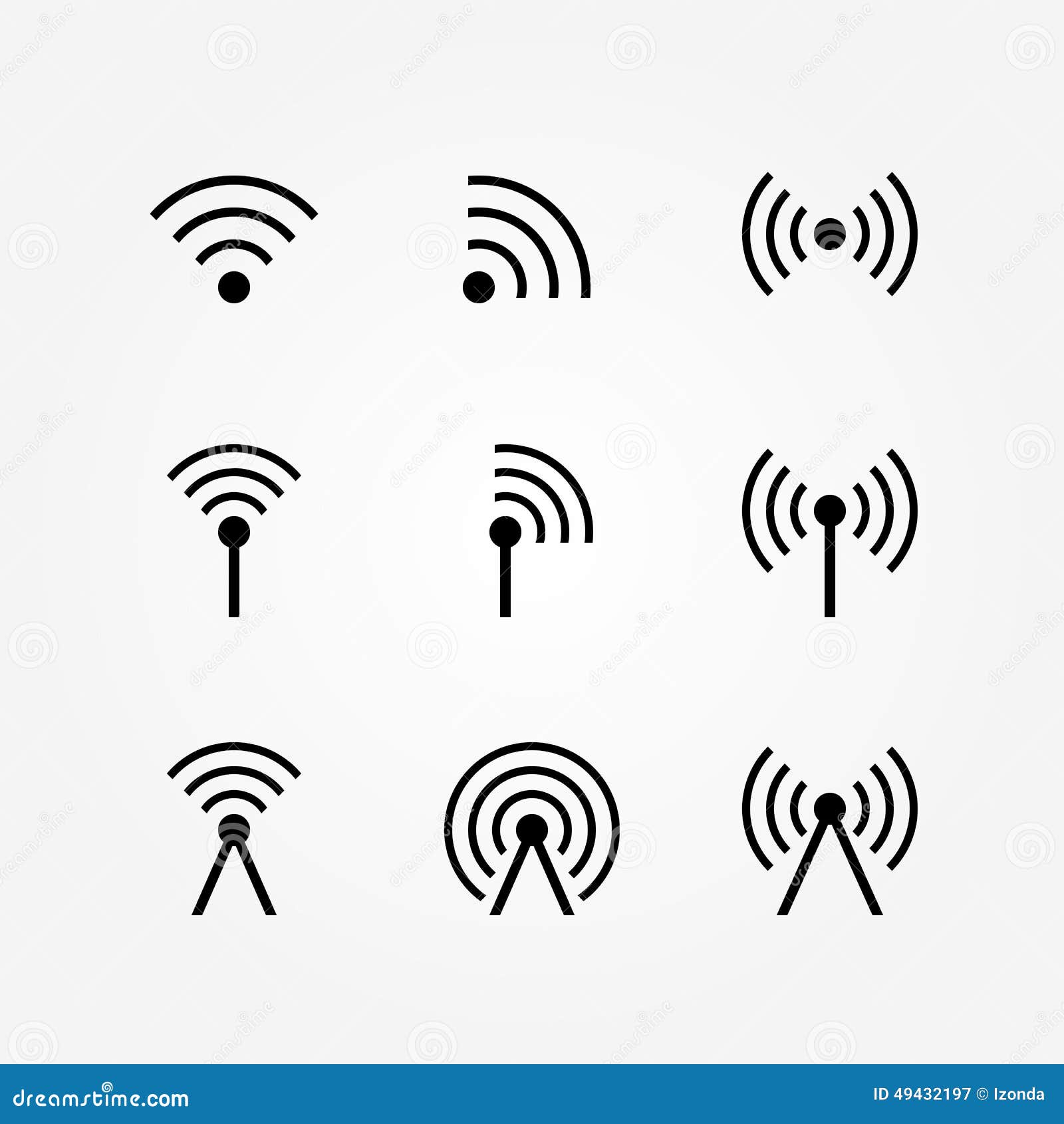 Vector Set of Wireless and Wifi Icons Stock Vector - Illustration of ...