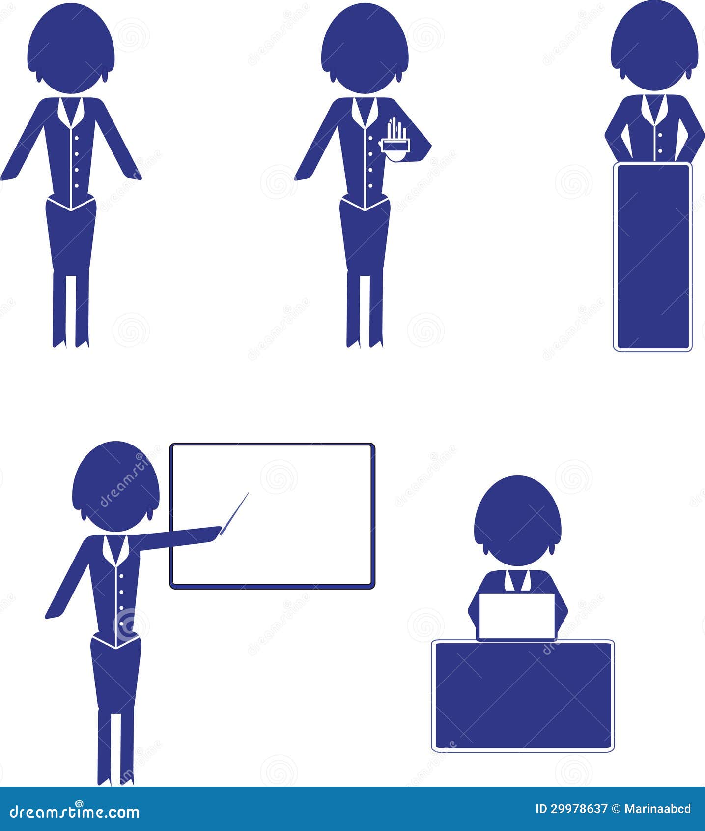 Set of Woman Business Icons Stock Illustration - Illustration of office ...
