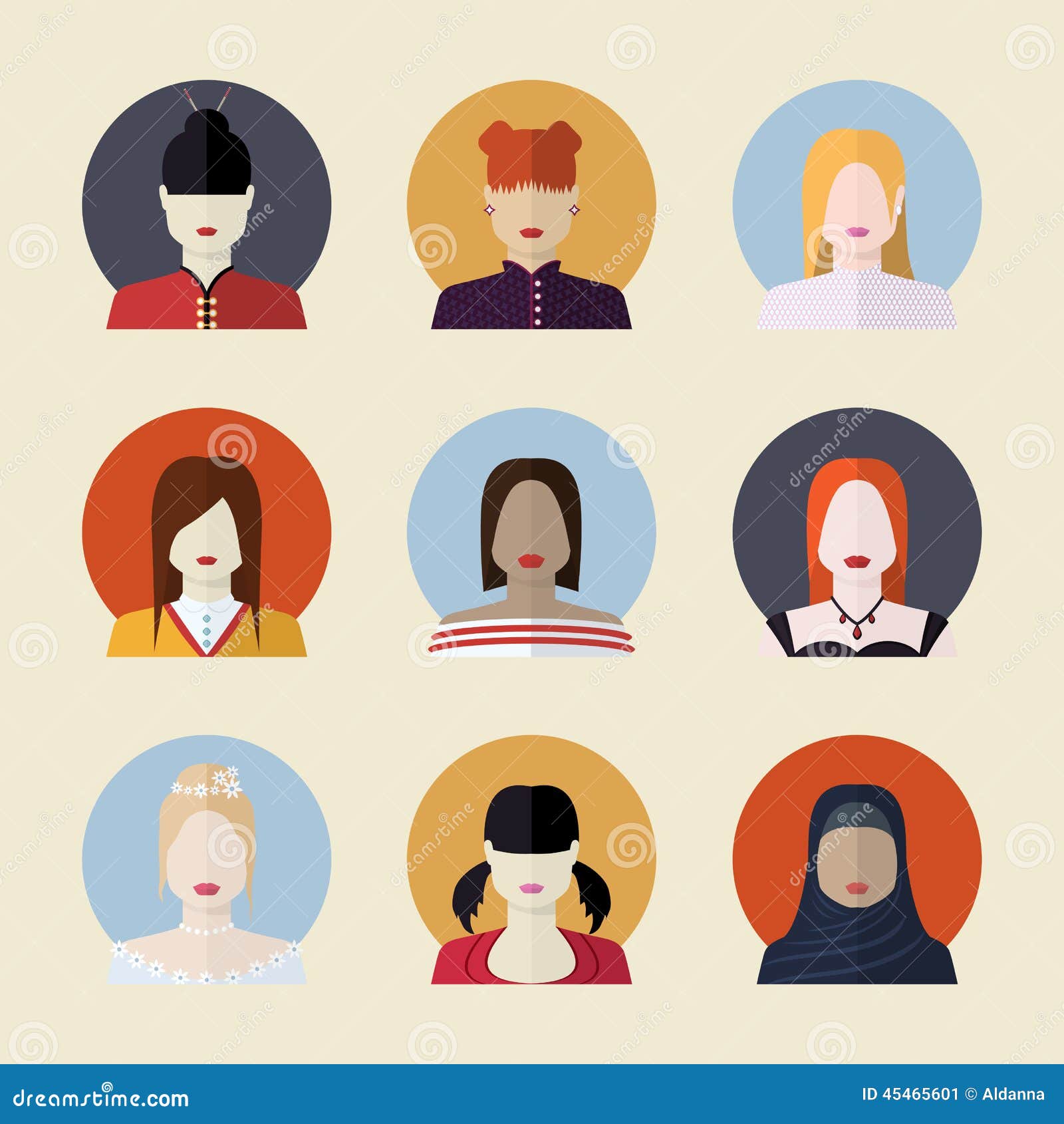Vector Set of Women Avatars Stock Vector - Illustration of model, girl ...