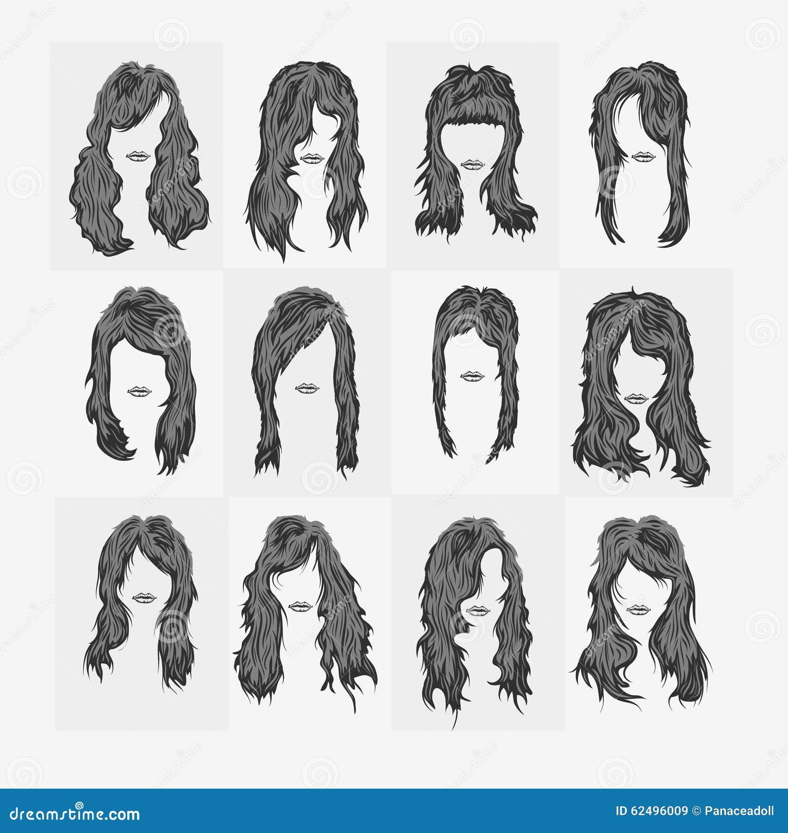Vector Set Of Women Hairstyles Stock Vector Illustration Of Cutter