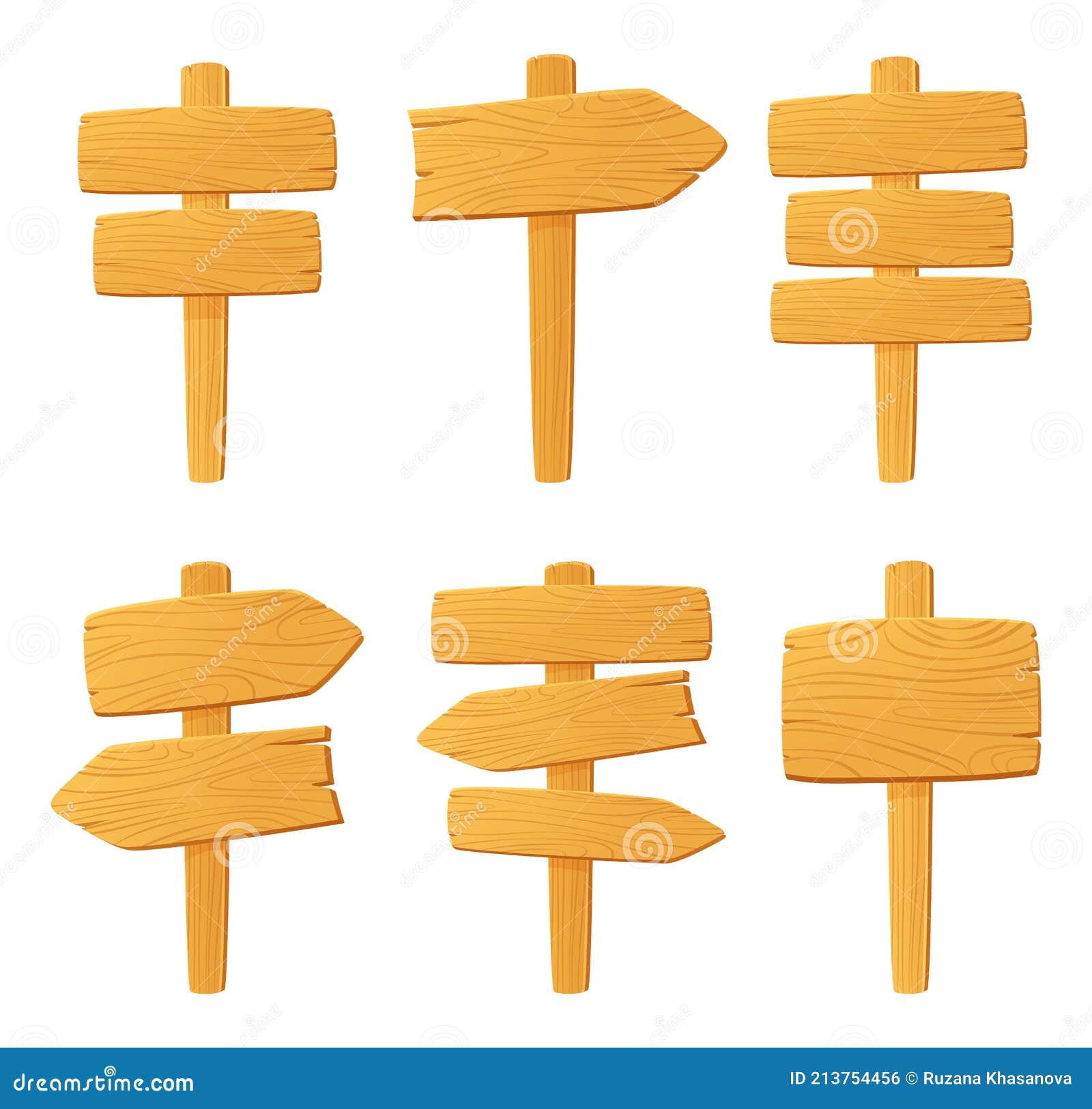 Vector Set of Wooden Plaques. Cartoon Pointers Isolated on White ...