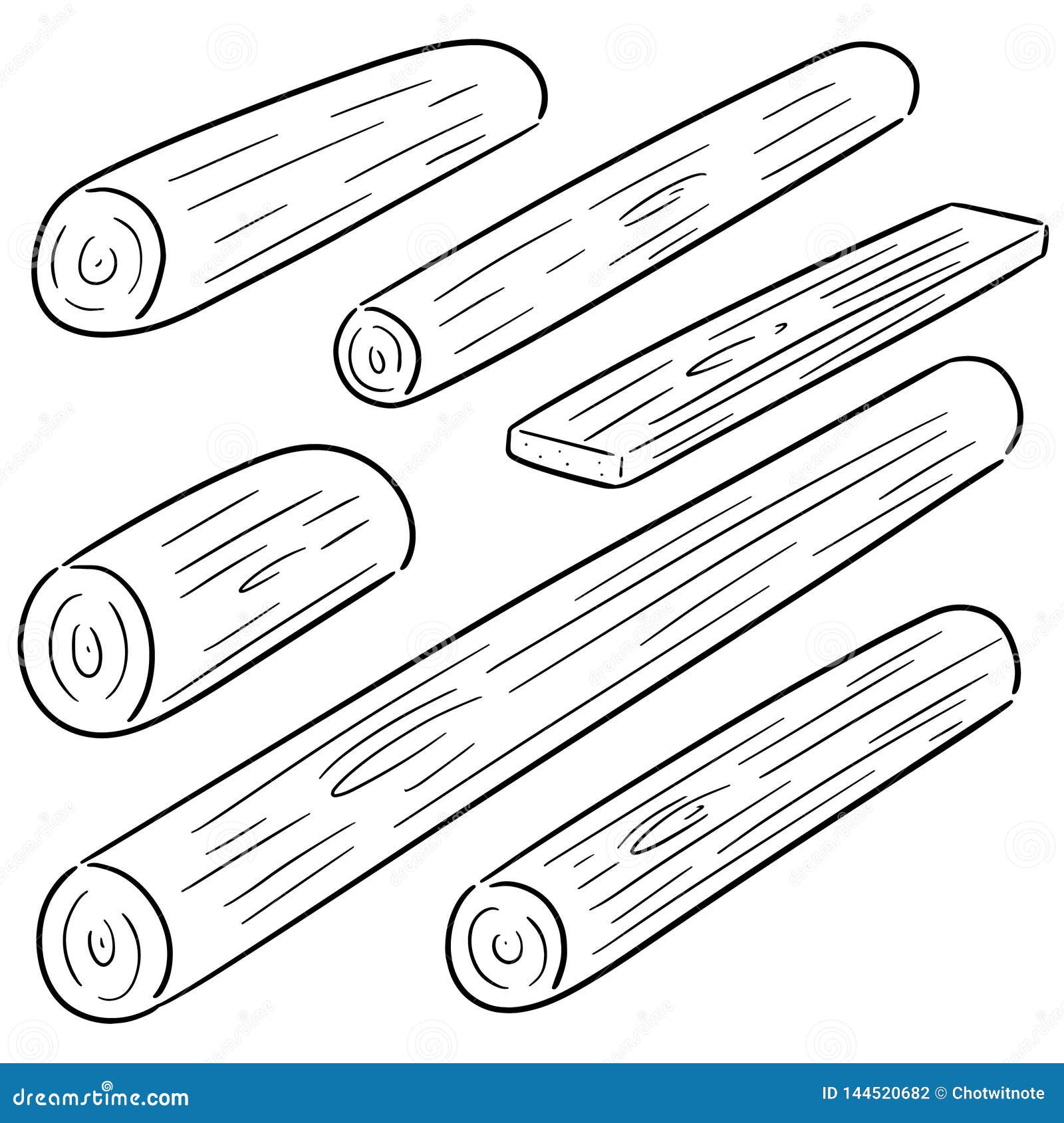 Vector Set of Wooden Timber Stock Vector - Illustration of hand, home ...