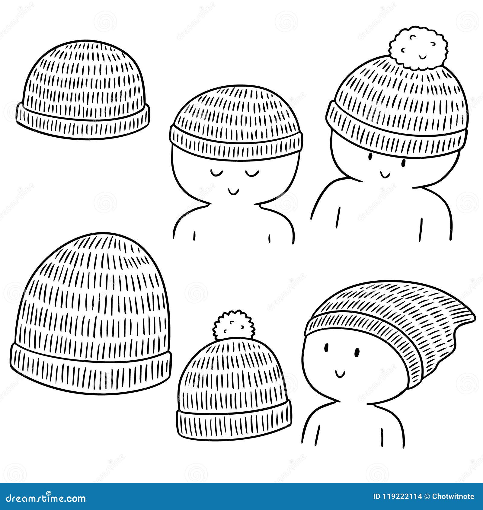 Vector set of wool hat stock vector. Illustration of funny - 119222114