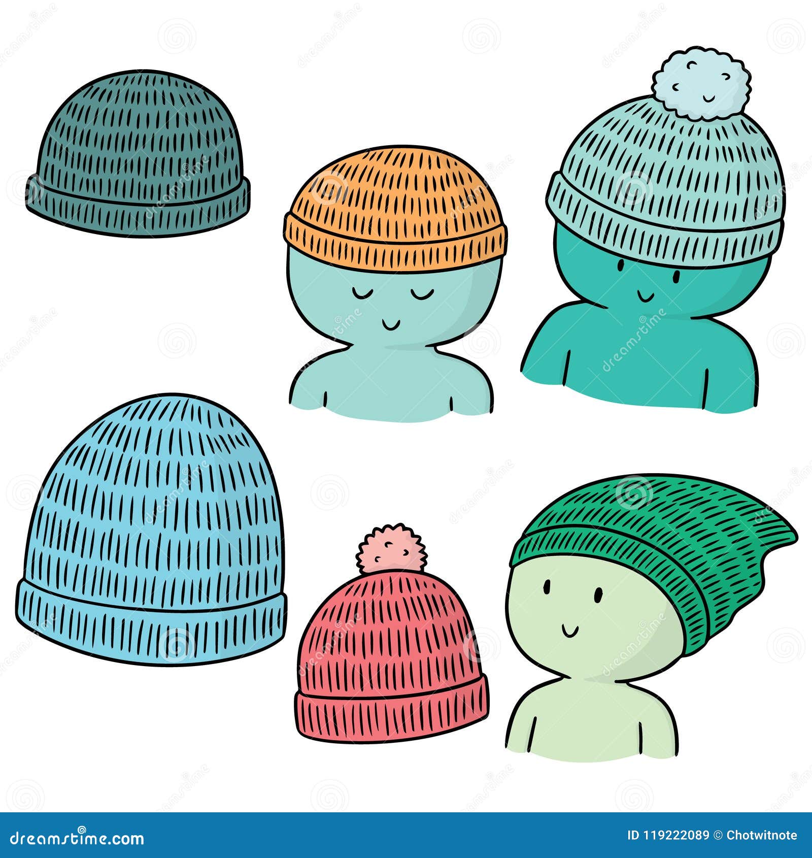 Vector set of wool hat stock vector. Illustration of artwork - 119222089
