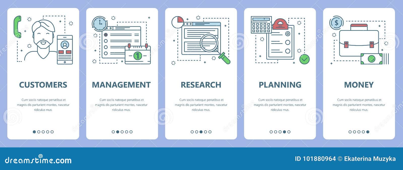 Vector Modern Thin Line Flat Design Workflow Concept Vertical Banners ...