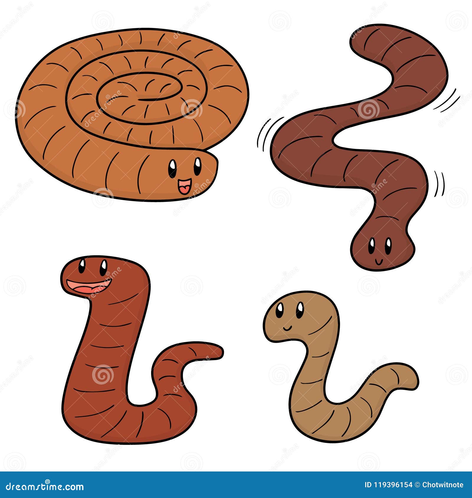 Vector set of worm stock vector. Illustration of simple - 119396154