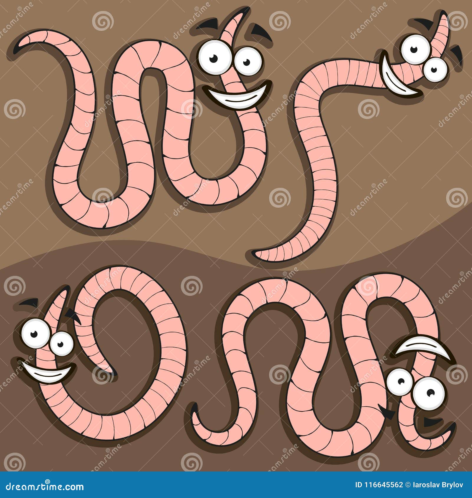 Vector set of worm stock illustration. Illustration of design - 116645562
