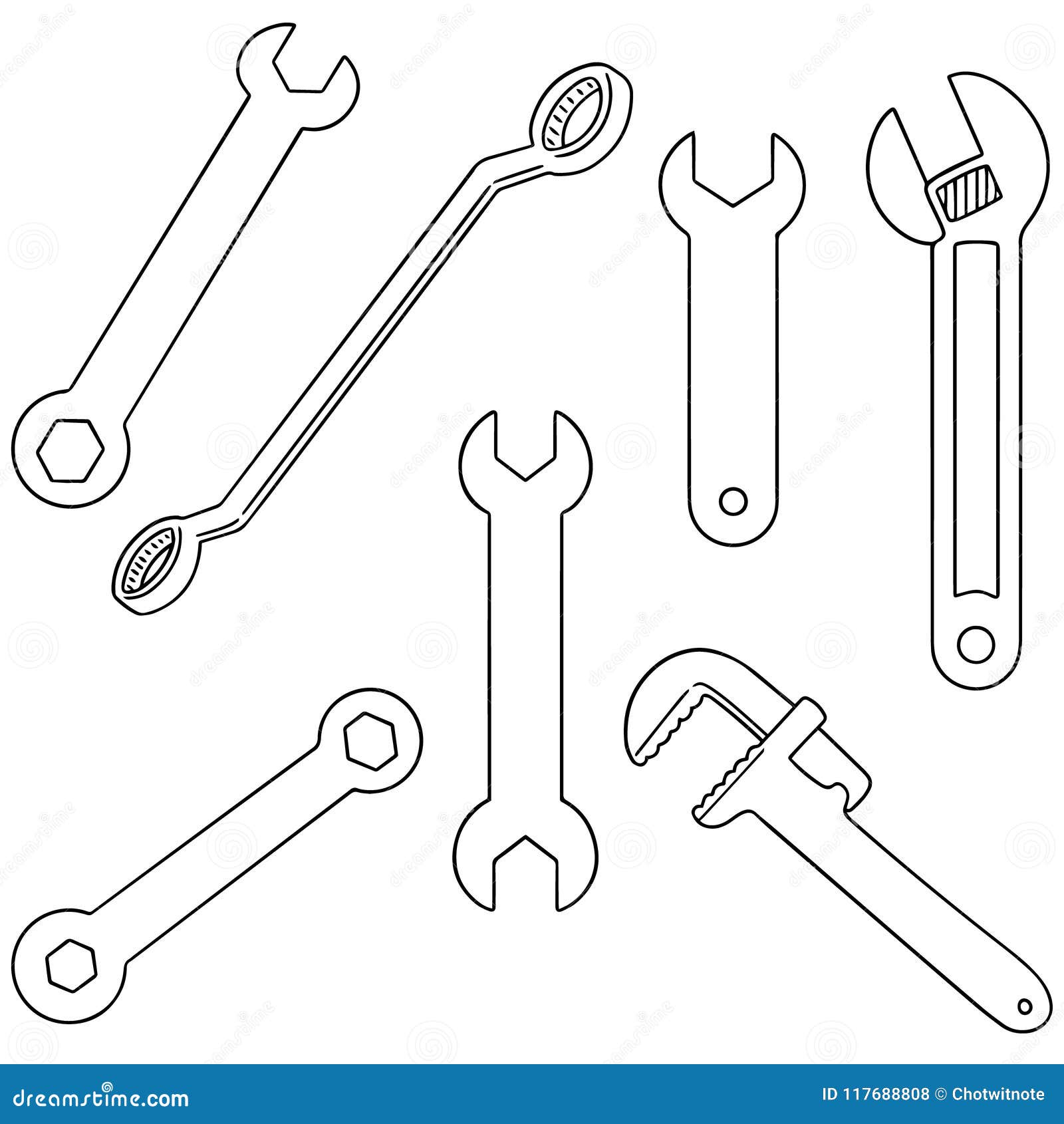 Vector set of wrench stock vector. Illustration of decoration - 117688808