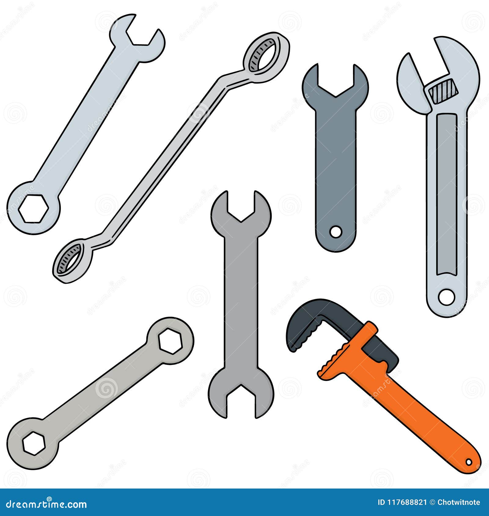 Vector set of wrench stock vector. Illustration of decorative - 117688821
