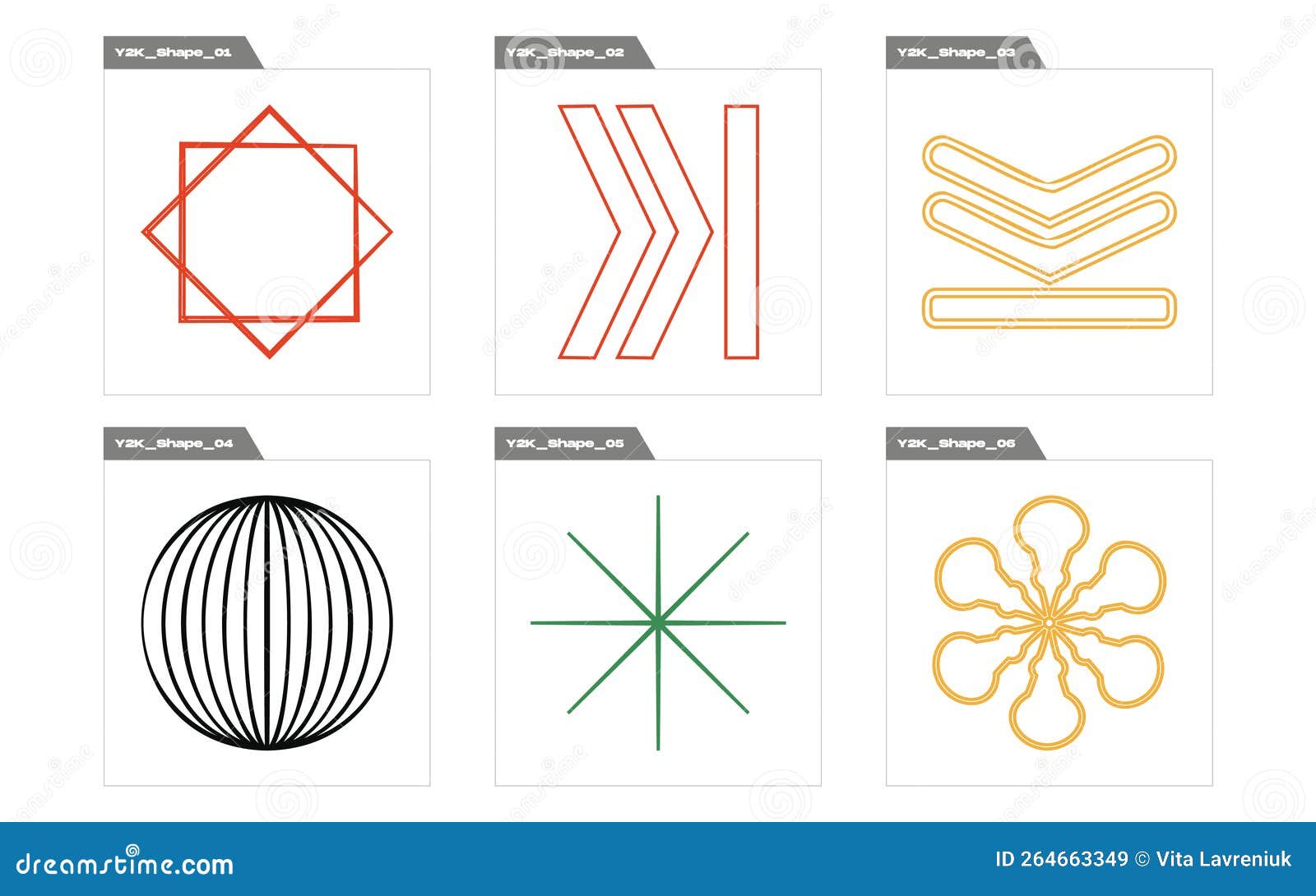 Vector Set of Y2K. Extraordinary Graphic Assets. Elements for Graphic ...