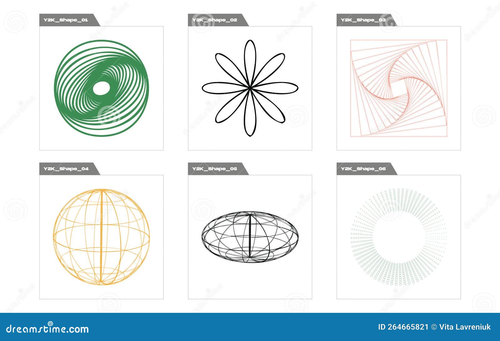Vector Set of Y2K. Extraordinary Graphic Assets. Templates for Notes ...