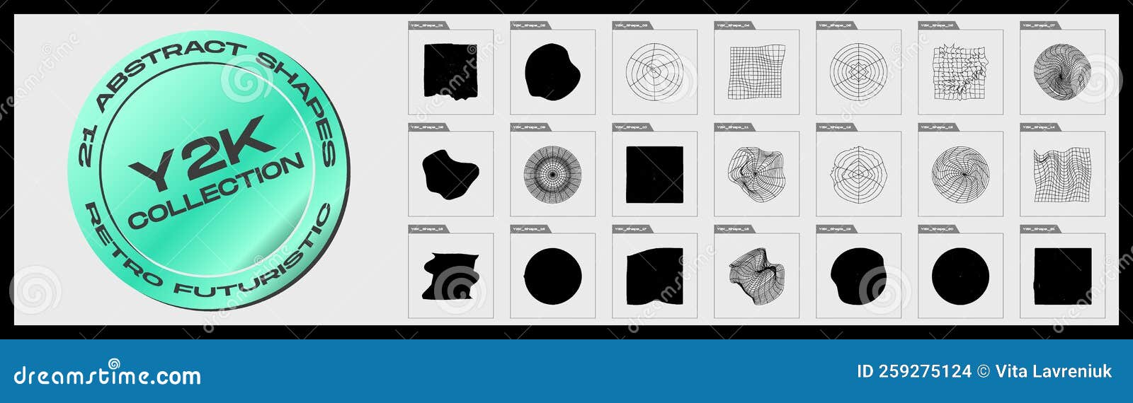 Vector Set of Y2K. Minimalist Geometric Elements. Objects in Y2k Style ...