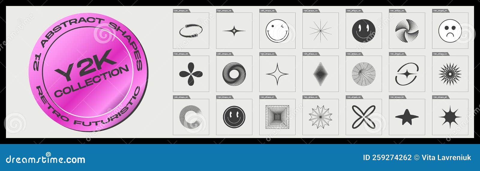 Vector Set of Y2K. Minimalist Geometric Elements. Simple Shapes Forms ...
