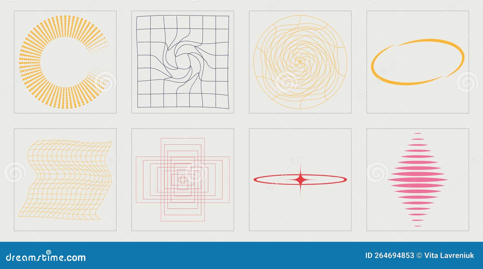 Vector Set of Y2K. Rave Psychedelic Retro Futuristic Set. Objects in ...