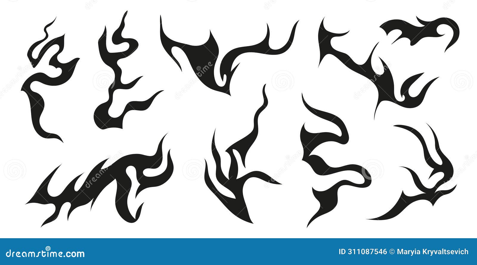 Vector Set of Y2k Style Design Elements, Scars, Fire Flames, Cracks ...
