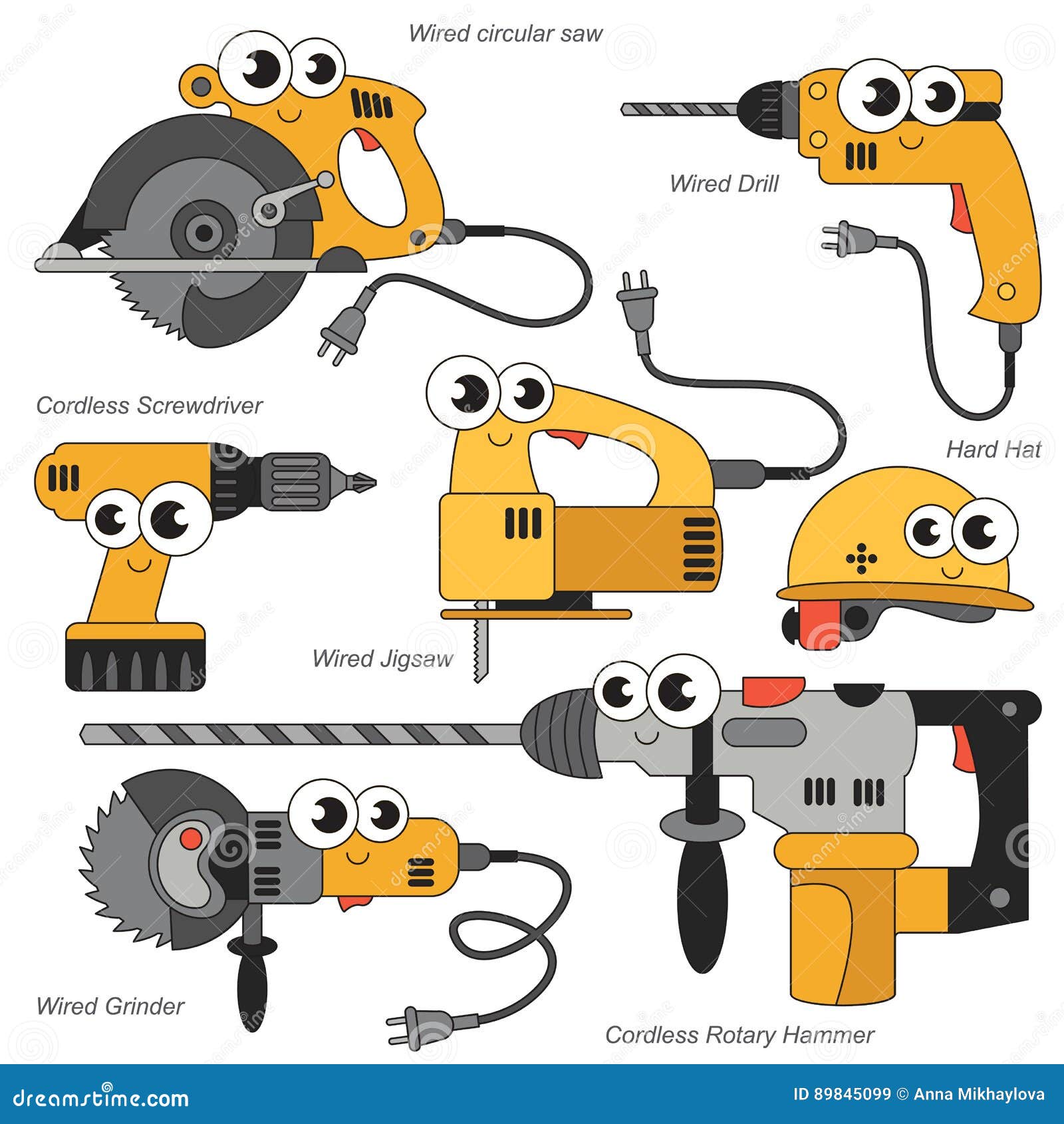 Vector Set of Yellow Power Apparatus Colorful. Stock Vector ...