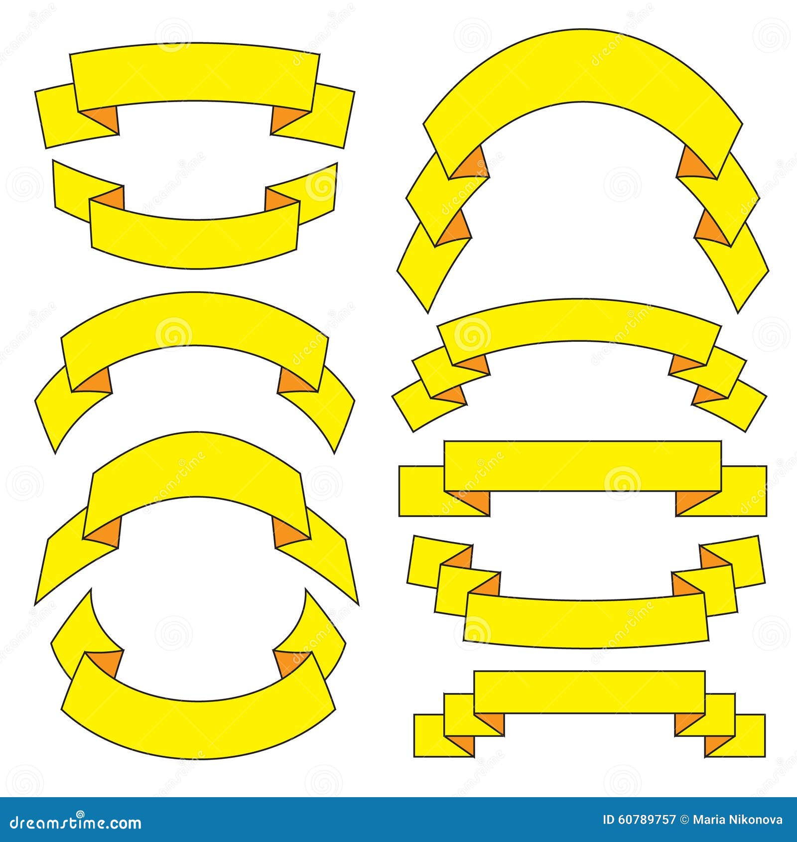Vector Set of Yellow Ribbons. Stock Vector - Illustration of sale ...