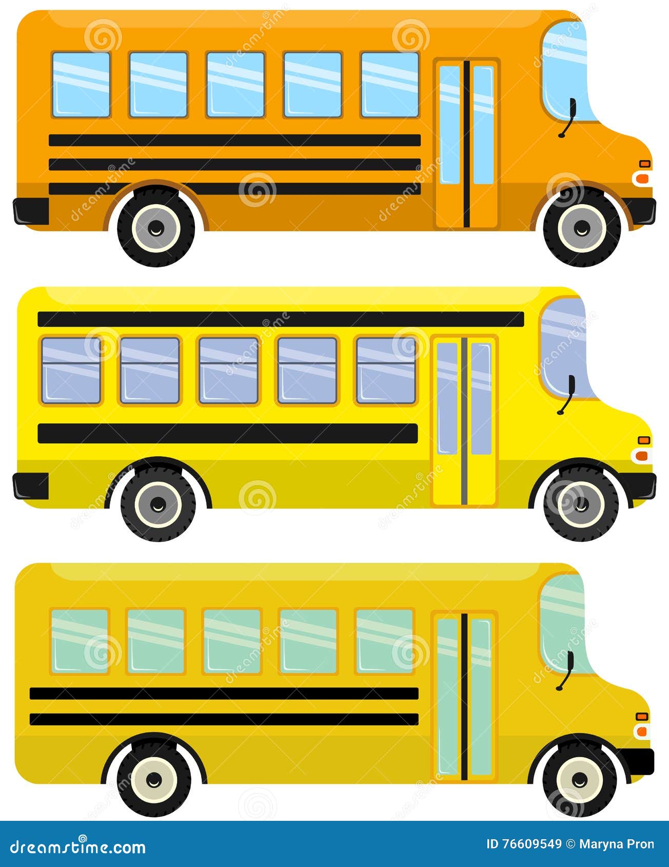 Vector Set Of Yellow School Buses. | CartoonDealer.com #76609549