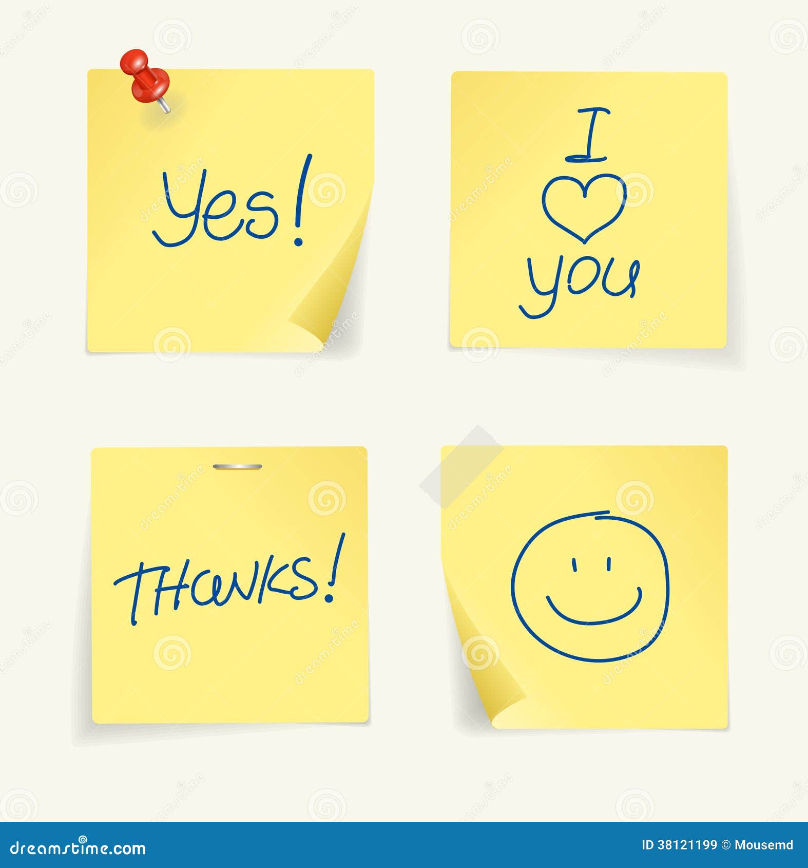 Vector Set of Yellow Sticky Notes and Text Stock Vector - Illustration ...