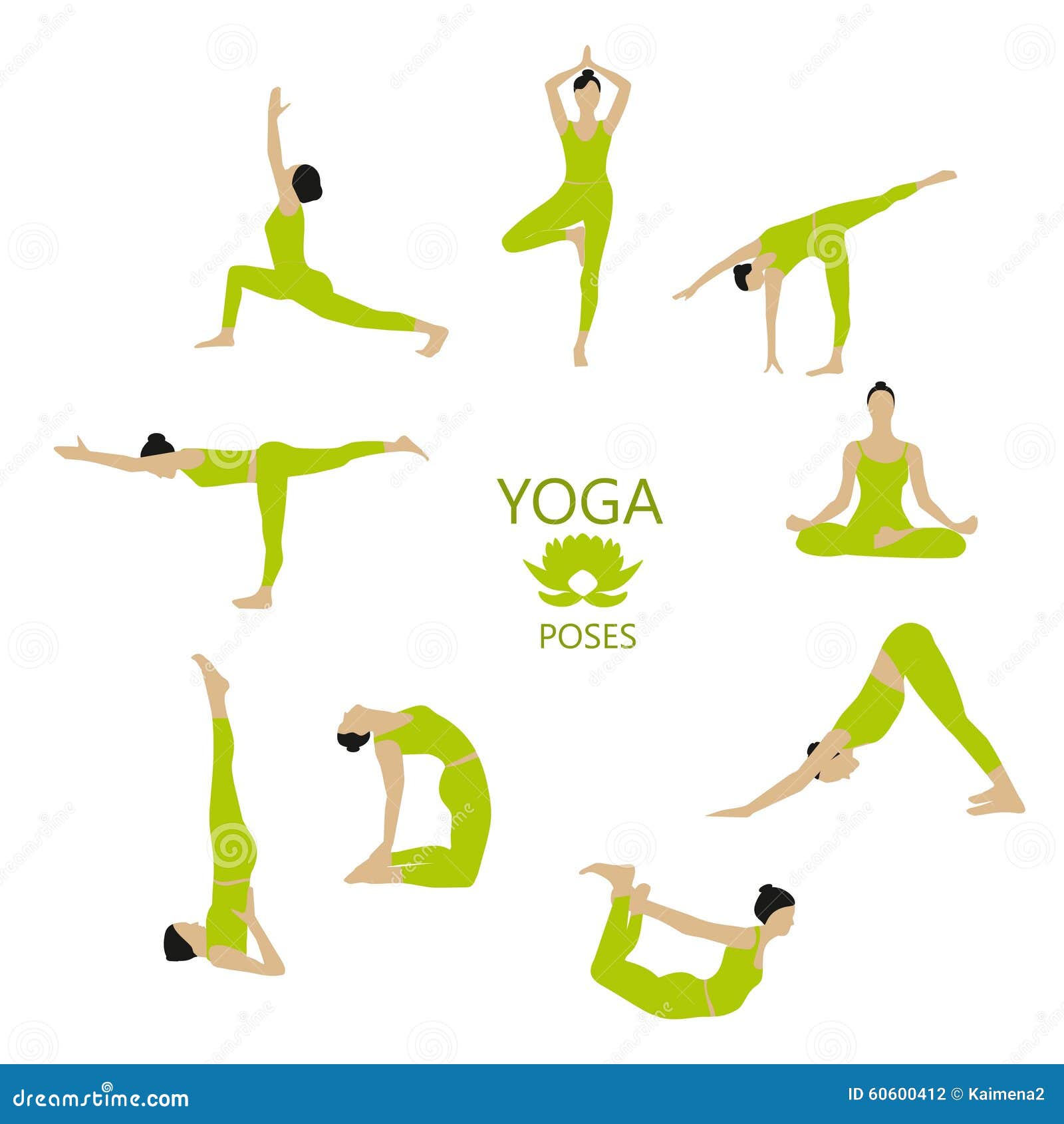 Vector Set of Yoga Poses. Girl Does Yoga Exercises Stock Vector ...