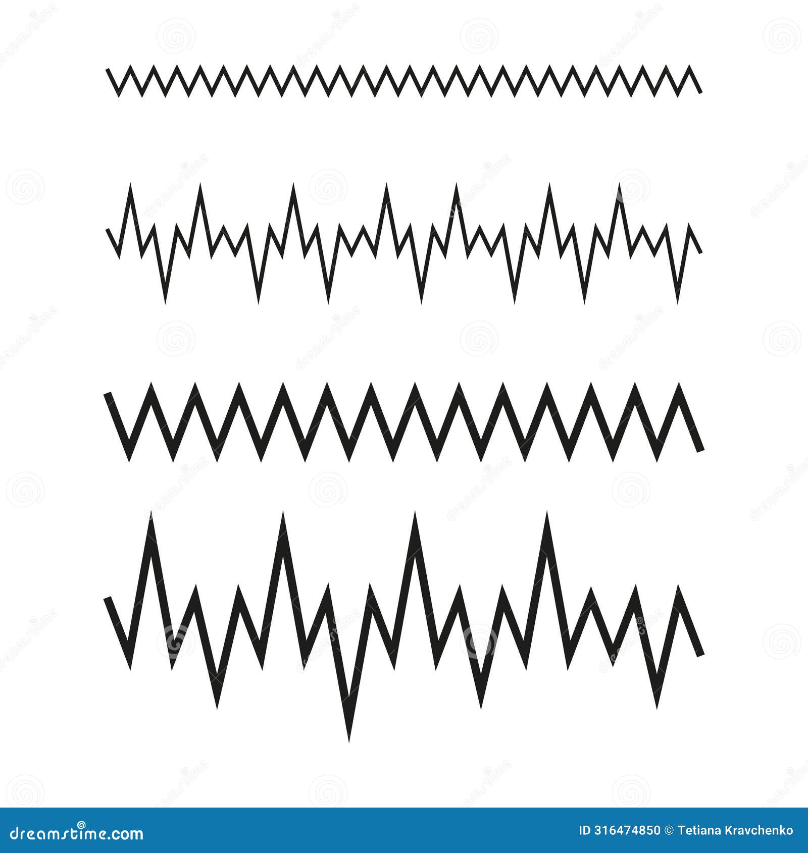 Vector Set of Zigzag Lines. Diverse Wave Patterns Collection. Simple ...