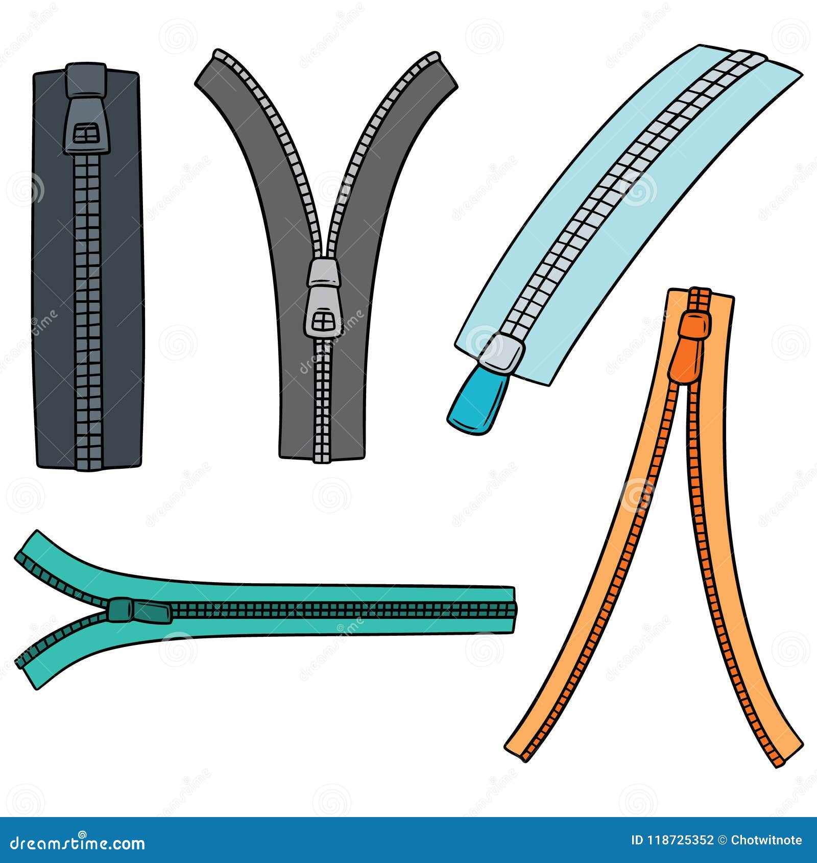Vector set of zip stock vector. Illustration of doodle - 118725352