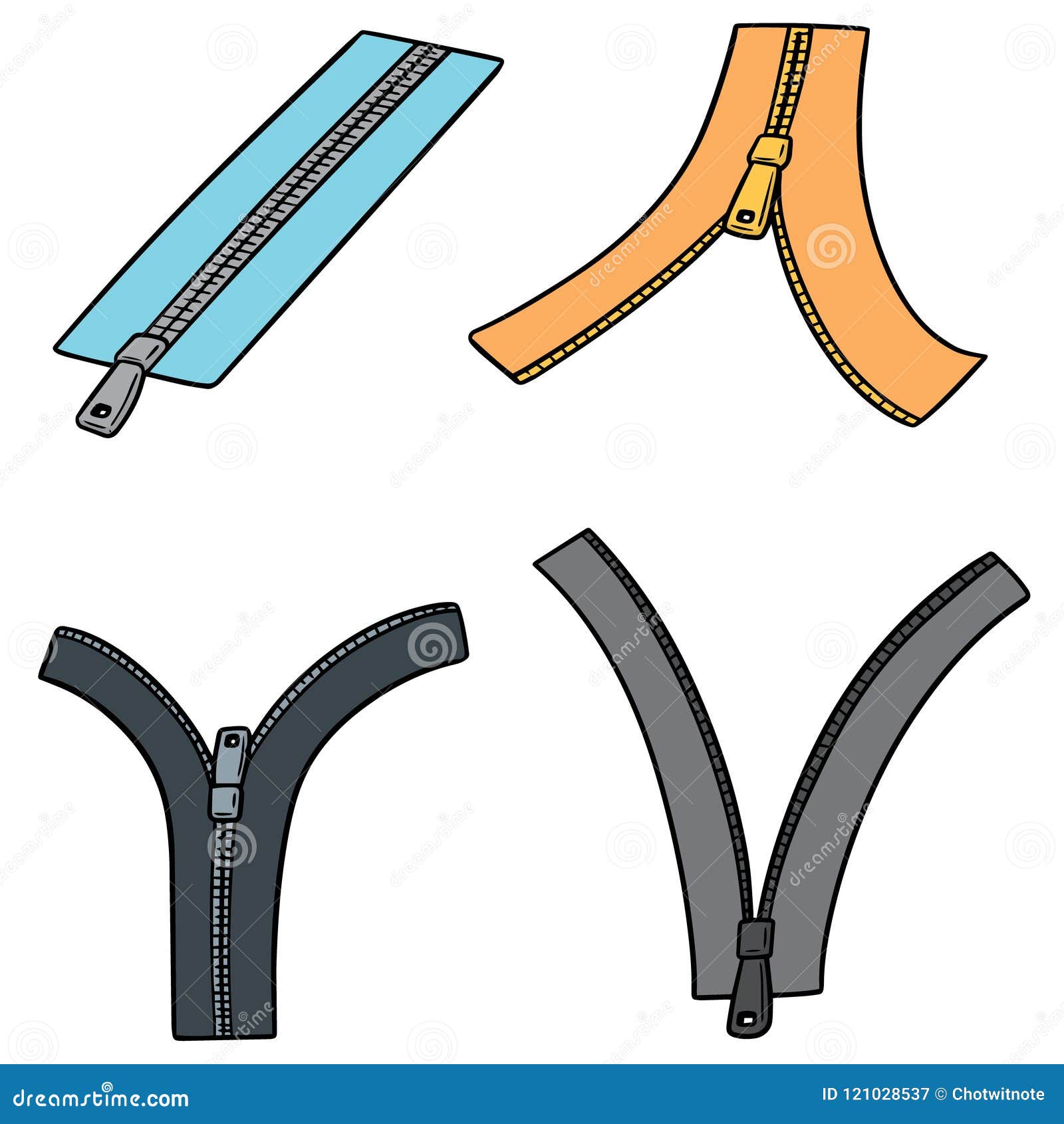 Vector set of zip stock vector. Illustration of open - 121028537