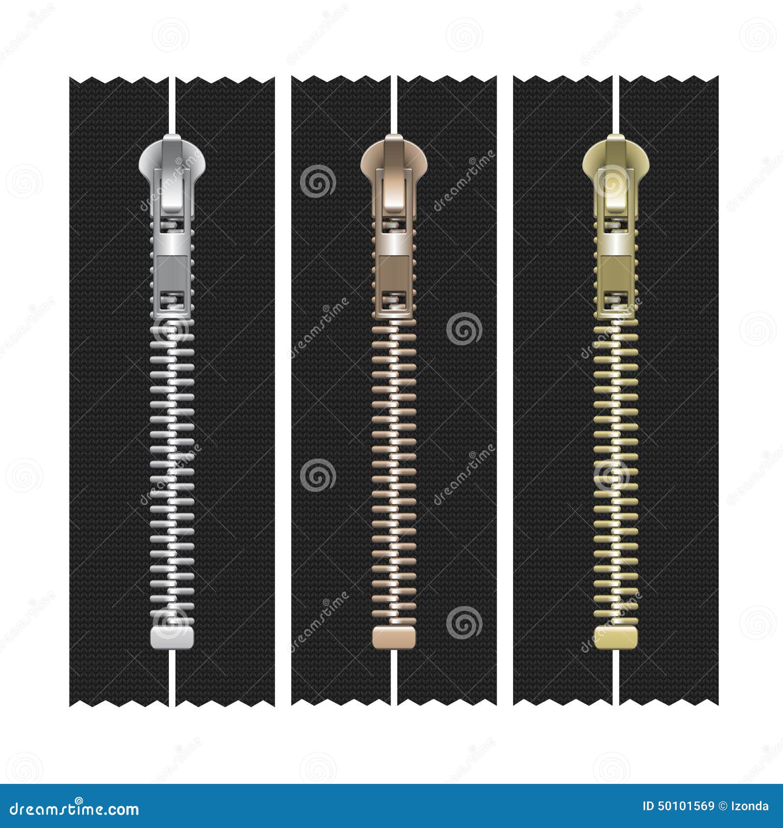 Vector Set of Zippers stock vector. Illustration of fabric - 50101569
