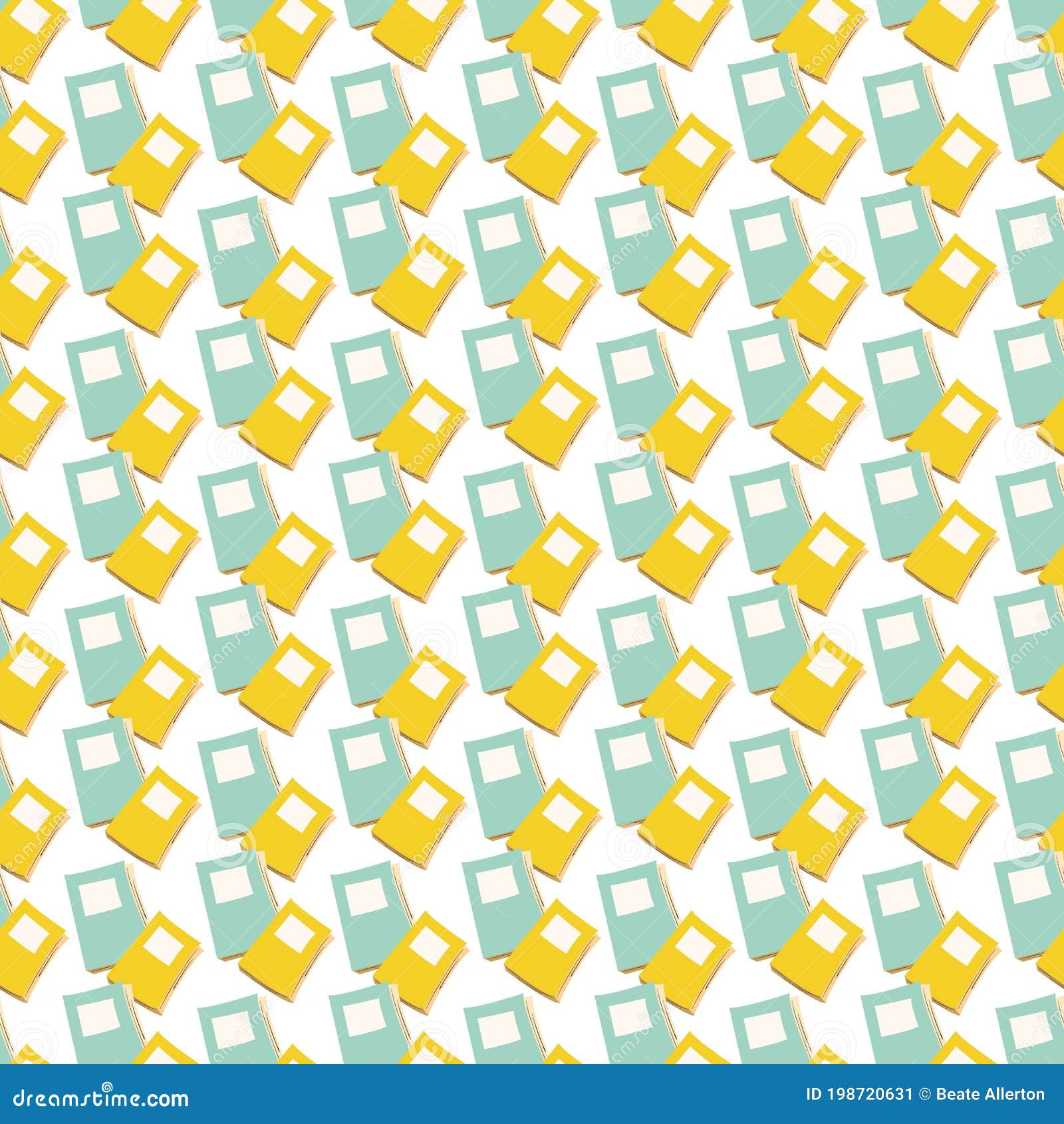 Vector Sets of Blue, Yellow Notebooks Seamless Pattern Background. Vertical Rows of Journals on ...