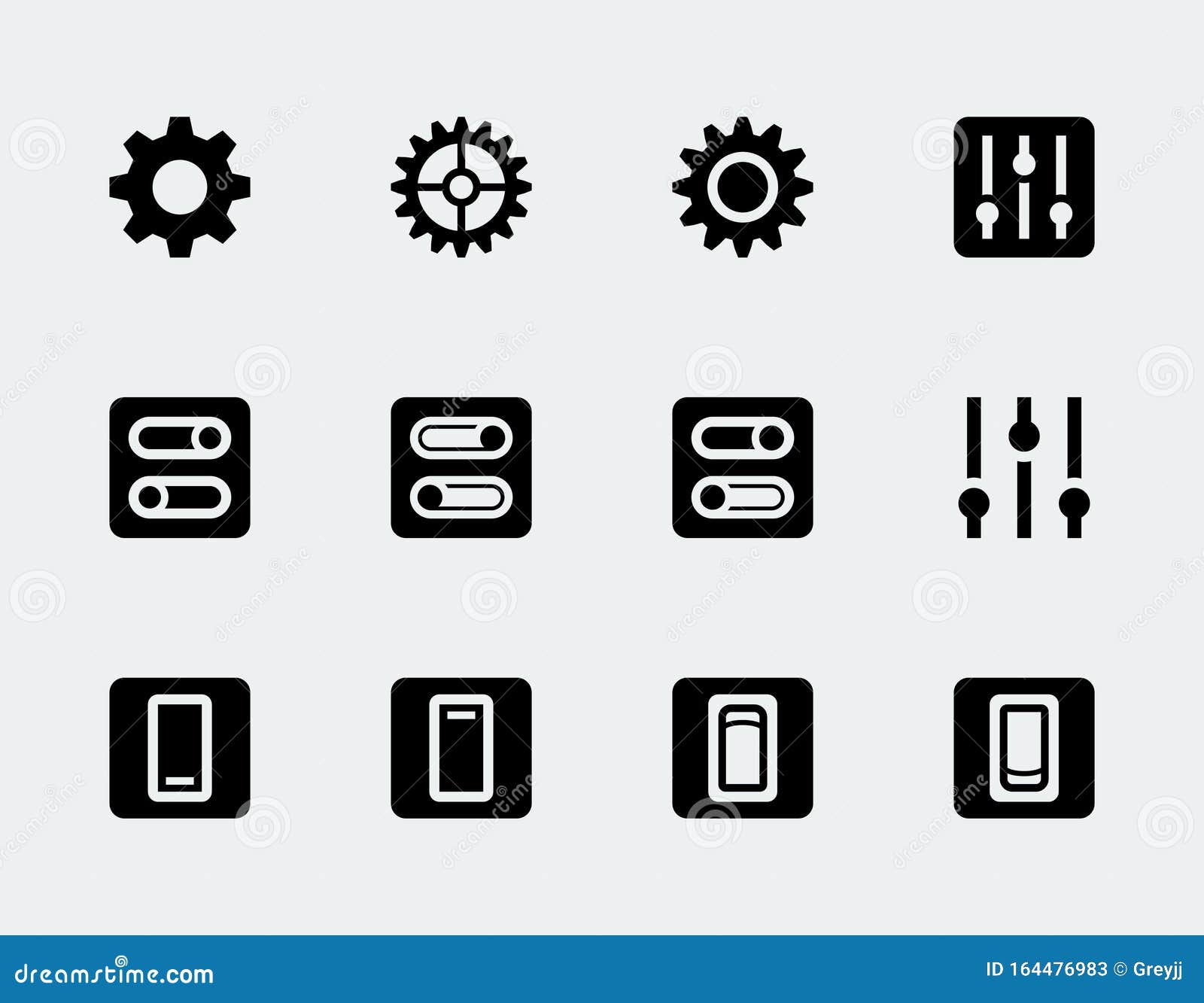 Settings and Switches Icon Set Stock Vector - Illustration of modern ...