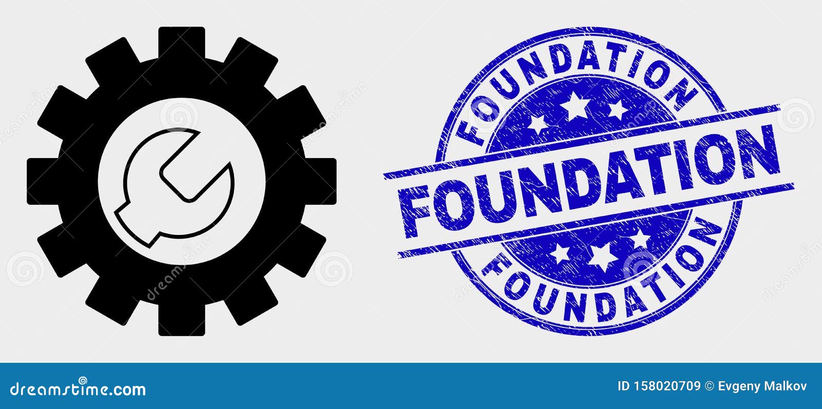 Vector Setup Tools Icon and Scratched Foundation Stamp Stock Vector ...