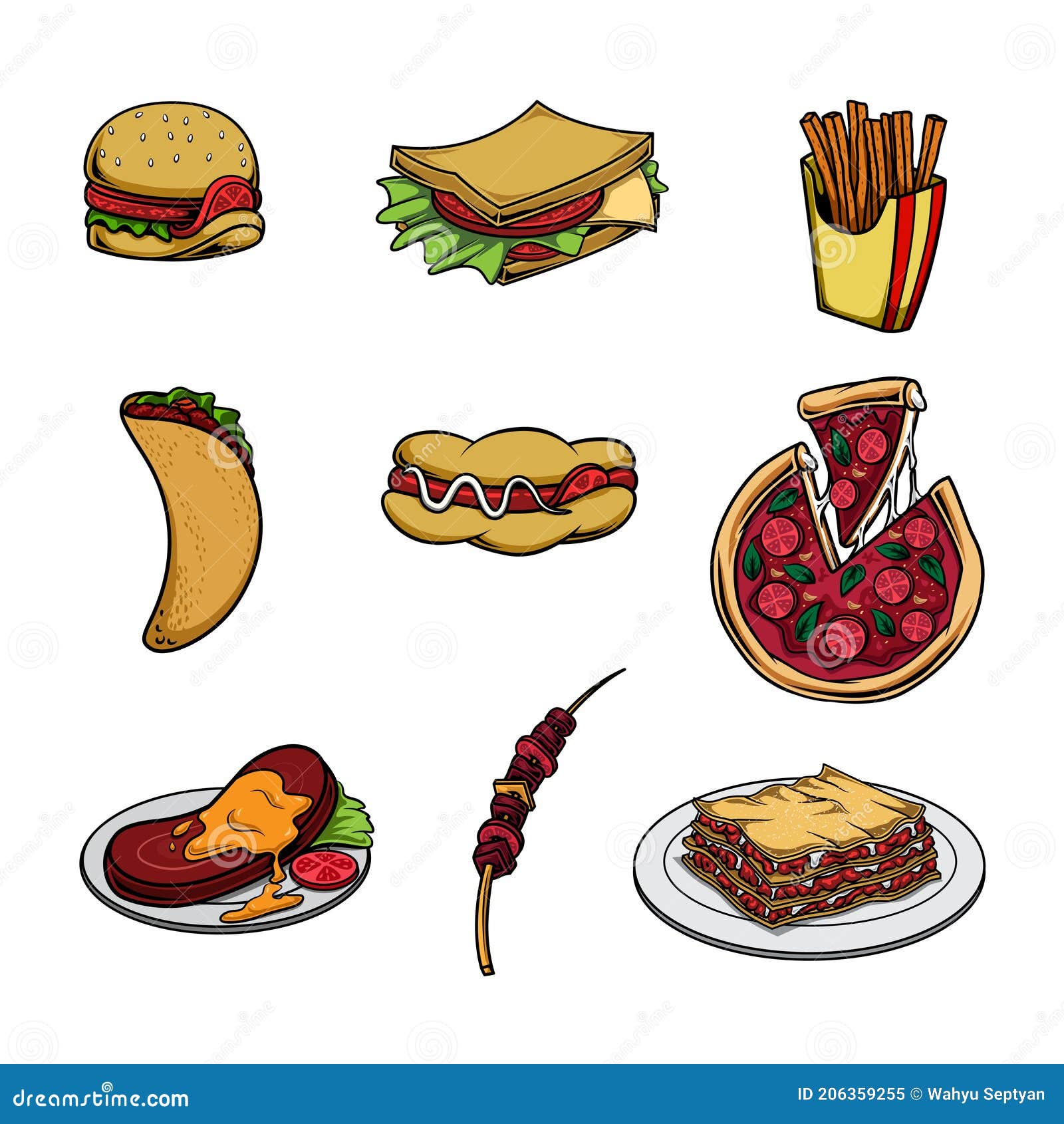 Vector Several Assorted Food Bundles Stock Vector - Illustration of ...