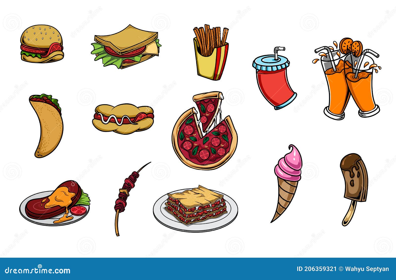 Vector Several Assorted Food Bundles Stock Vector - Illustration of ...