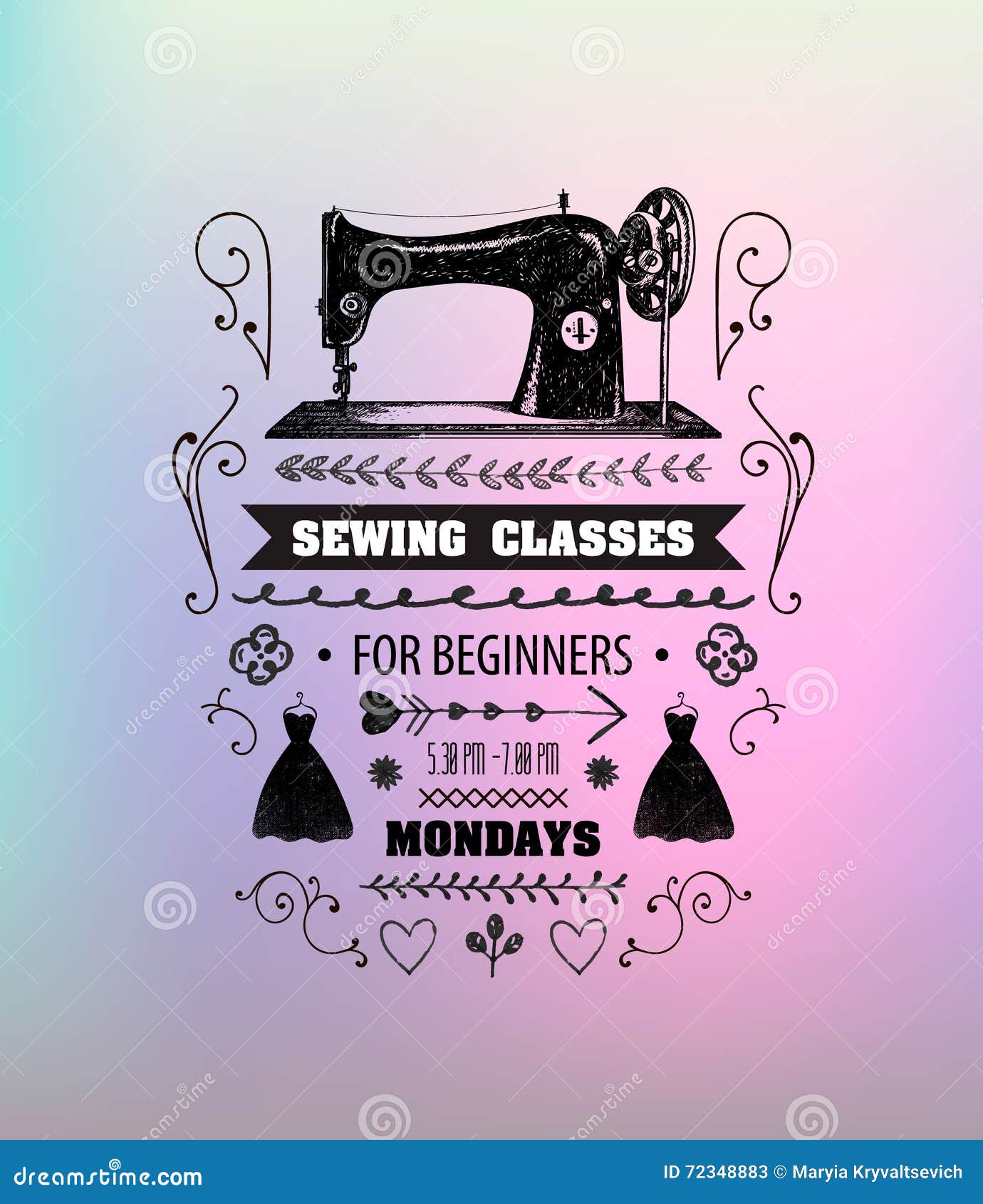 Vector Sewing Classes Poster, Flyer. Stock Vector - Illustration of ...