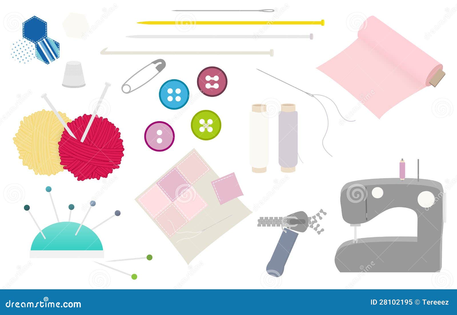 Vector Sewing Equipment Isolated Set Stock Vector - Illustration of ...