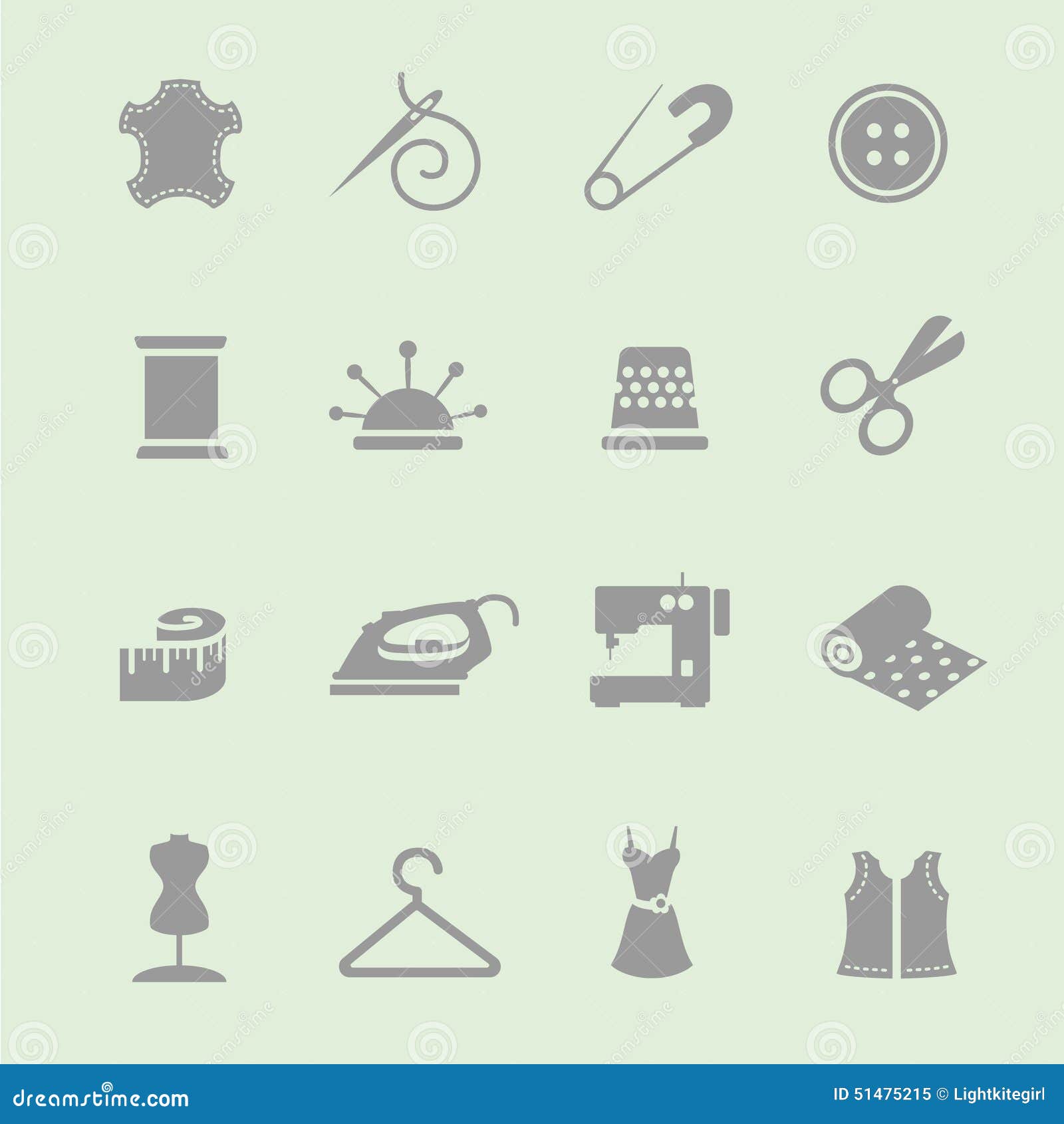 Vector Sewing Equipment And Needlework Icon Set Stock Vector