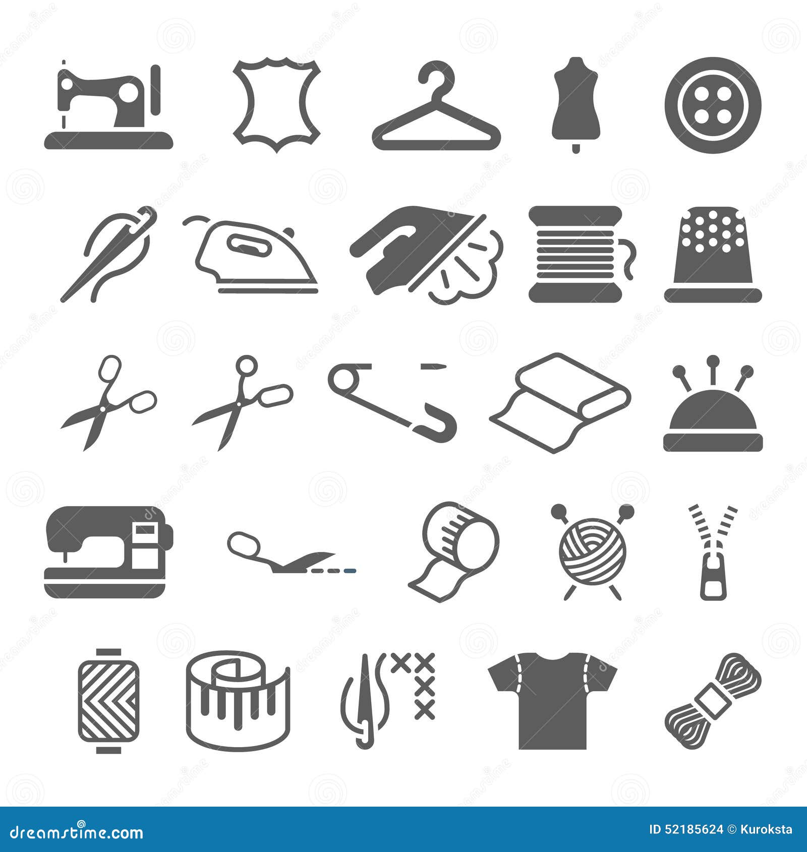 Vector Sewing Equipment And Needlework Icons Set Stock Vector
