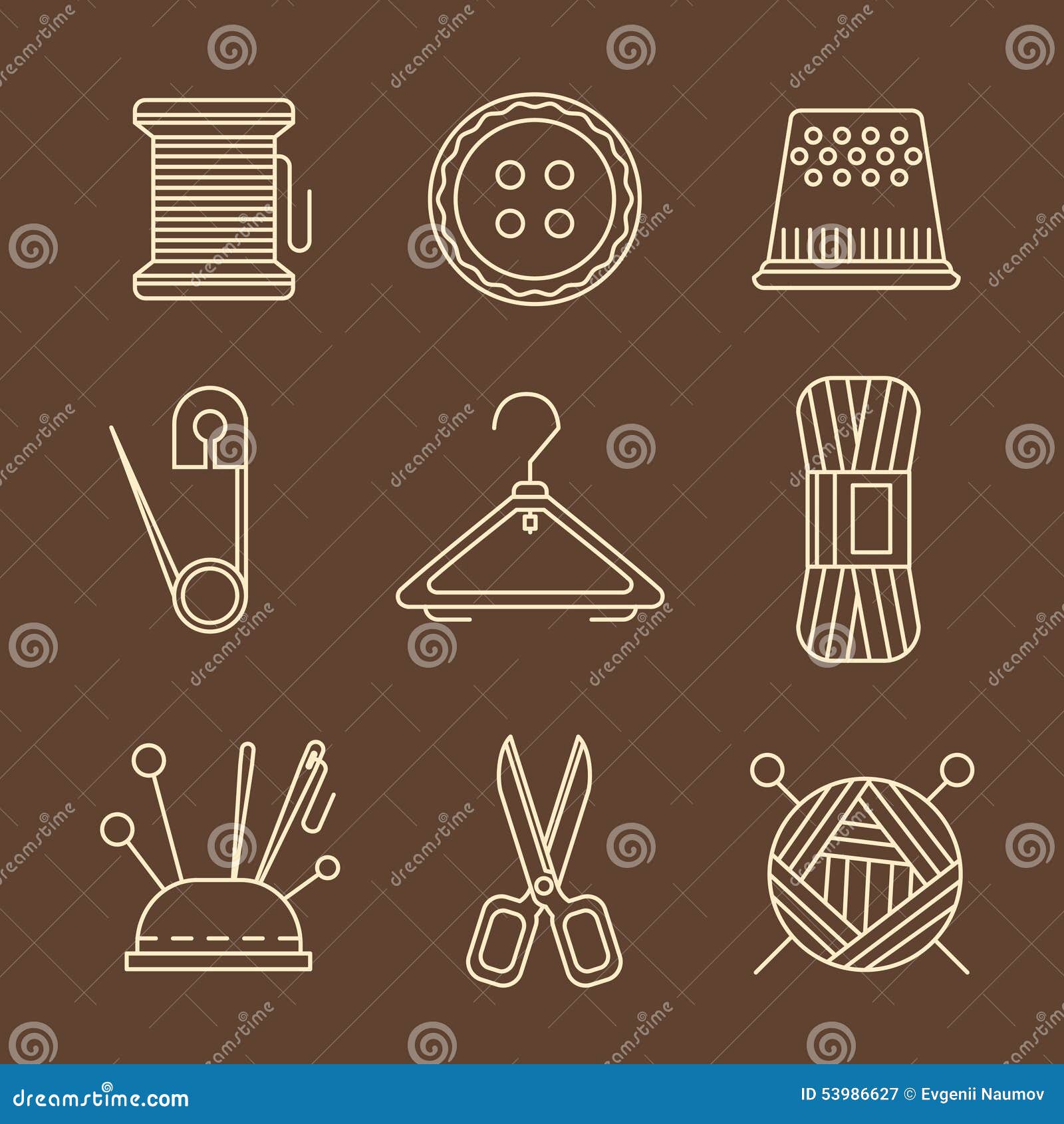 Vector Sewing Equipment And Needlework Icons Stock Vector