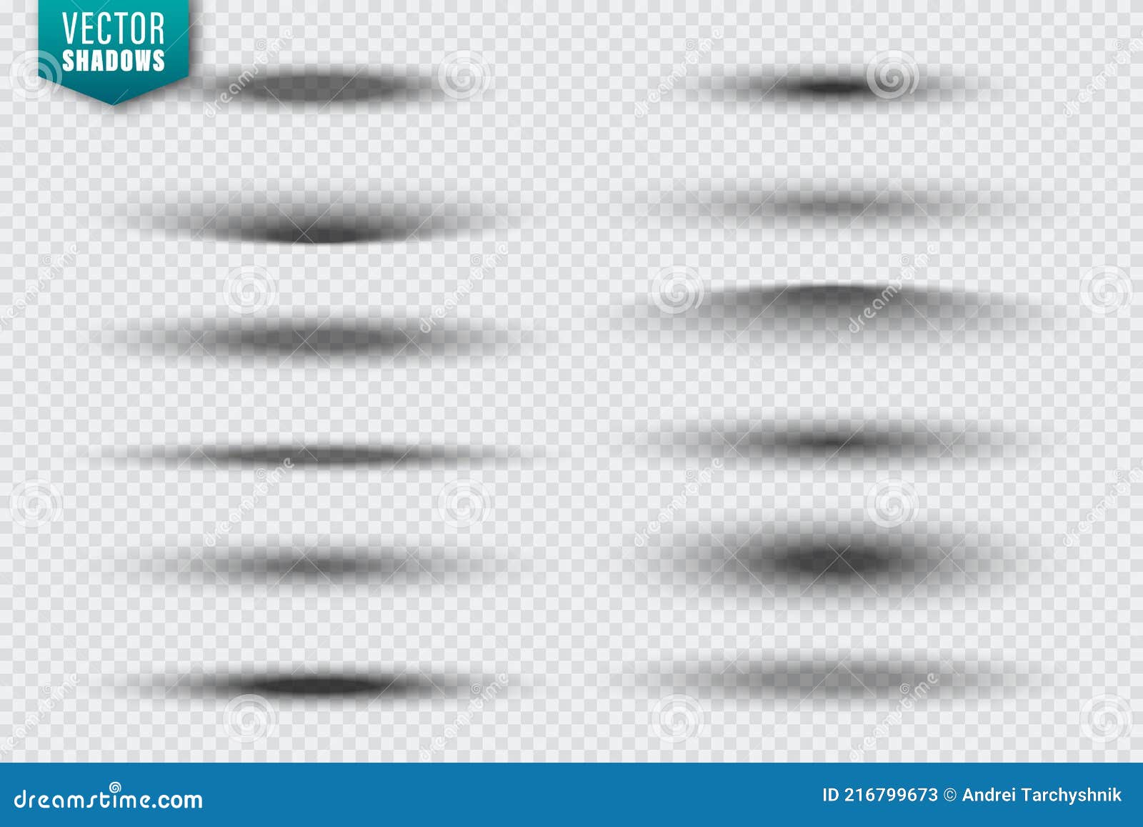 Vector Shadows Collection on Transparent Background. Realistic Shadow ...