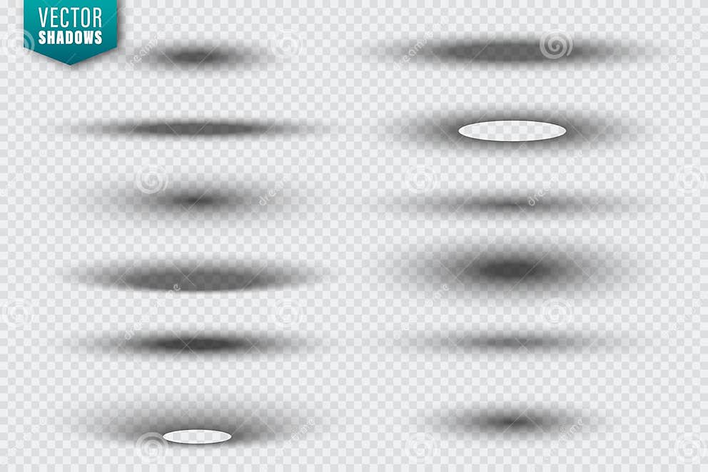 Vector Shadows Collection on Transparent Background. Realistic Shadow ...