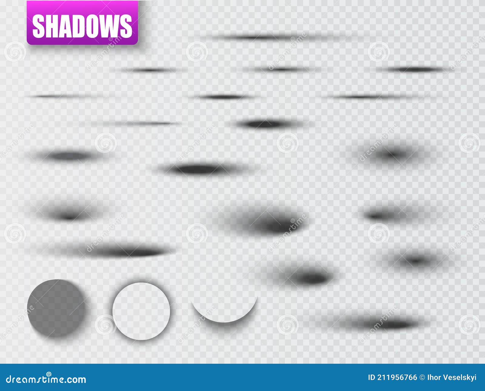 Vector Shadows Isolated. Set of Round and Square Shadow Effects Stock ...