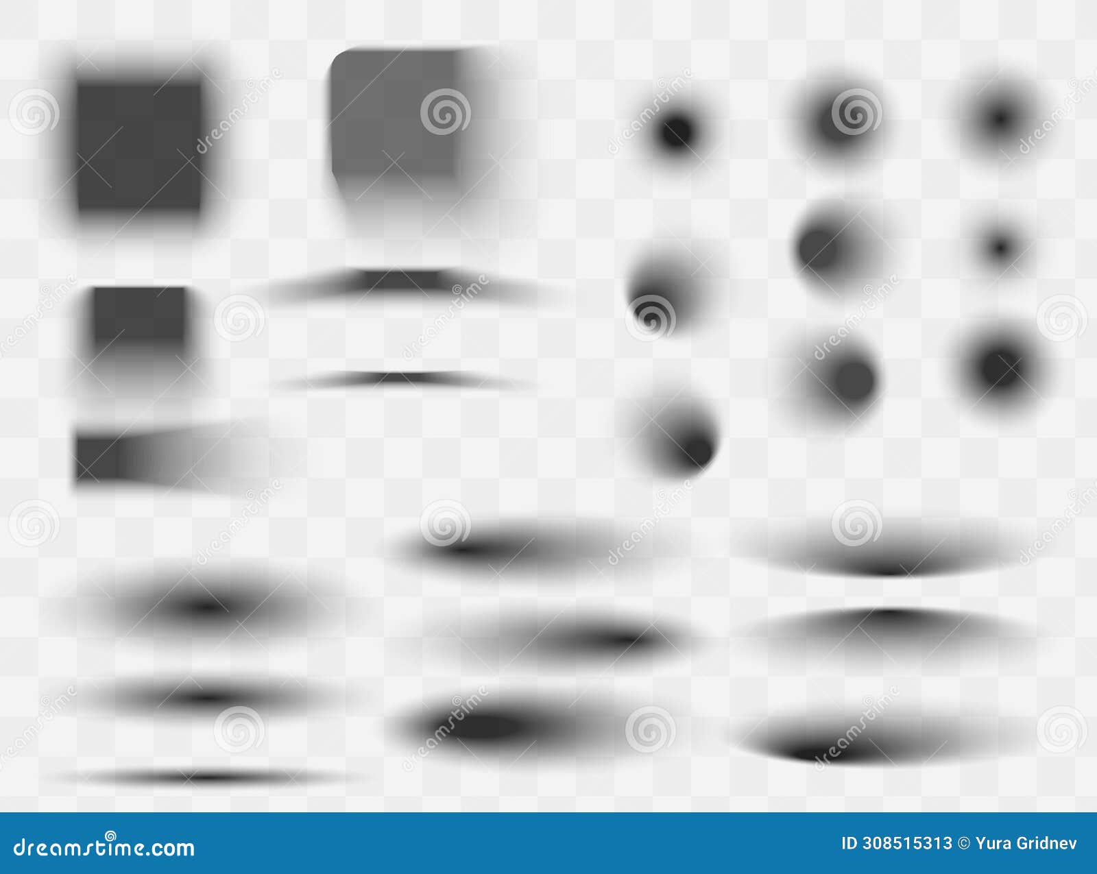 Vector Shadows Isolated. Set of Round and Square Shadow Effects. Stock ...