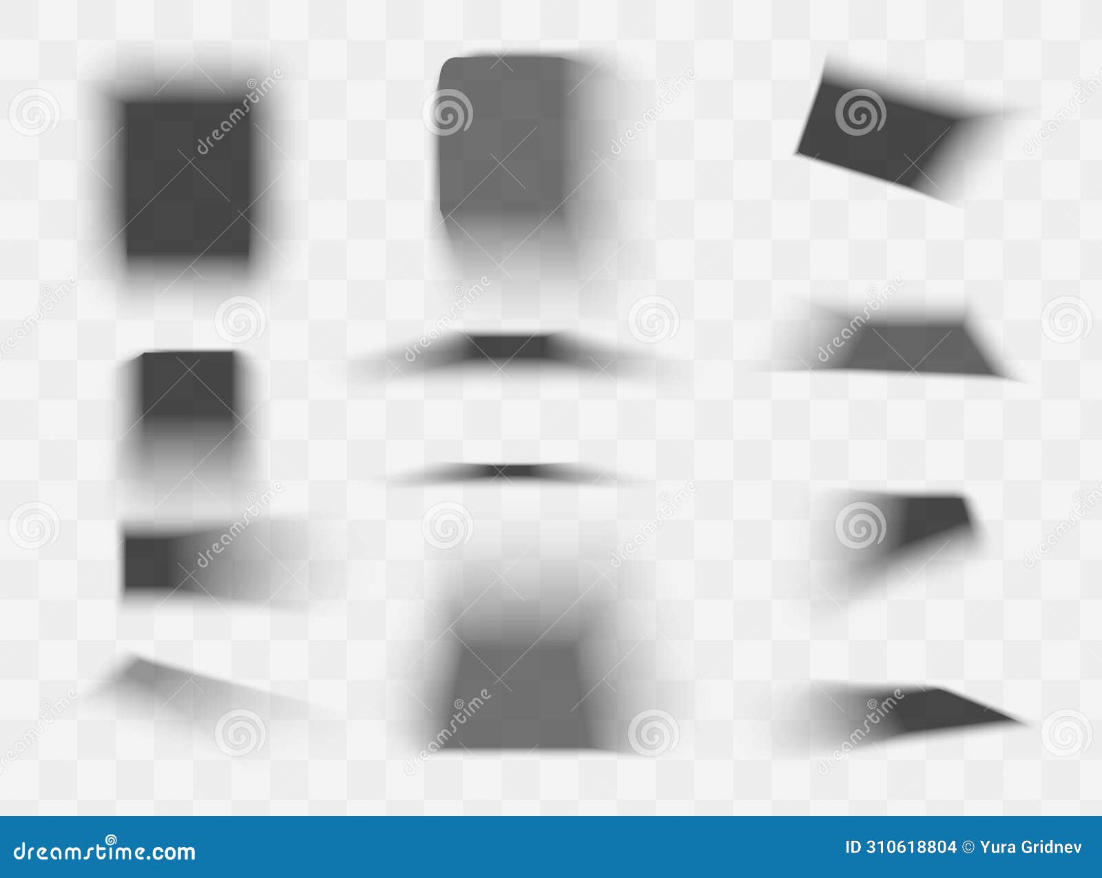 Vector Shadows Isolated. Set of Round and Square Shadow Effects. Stock ...