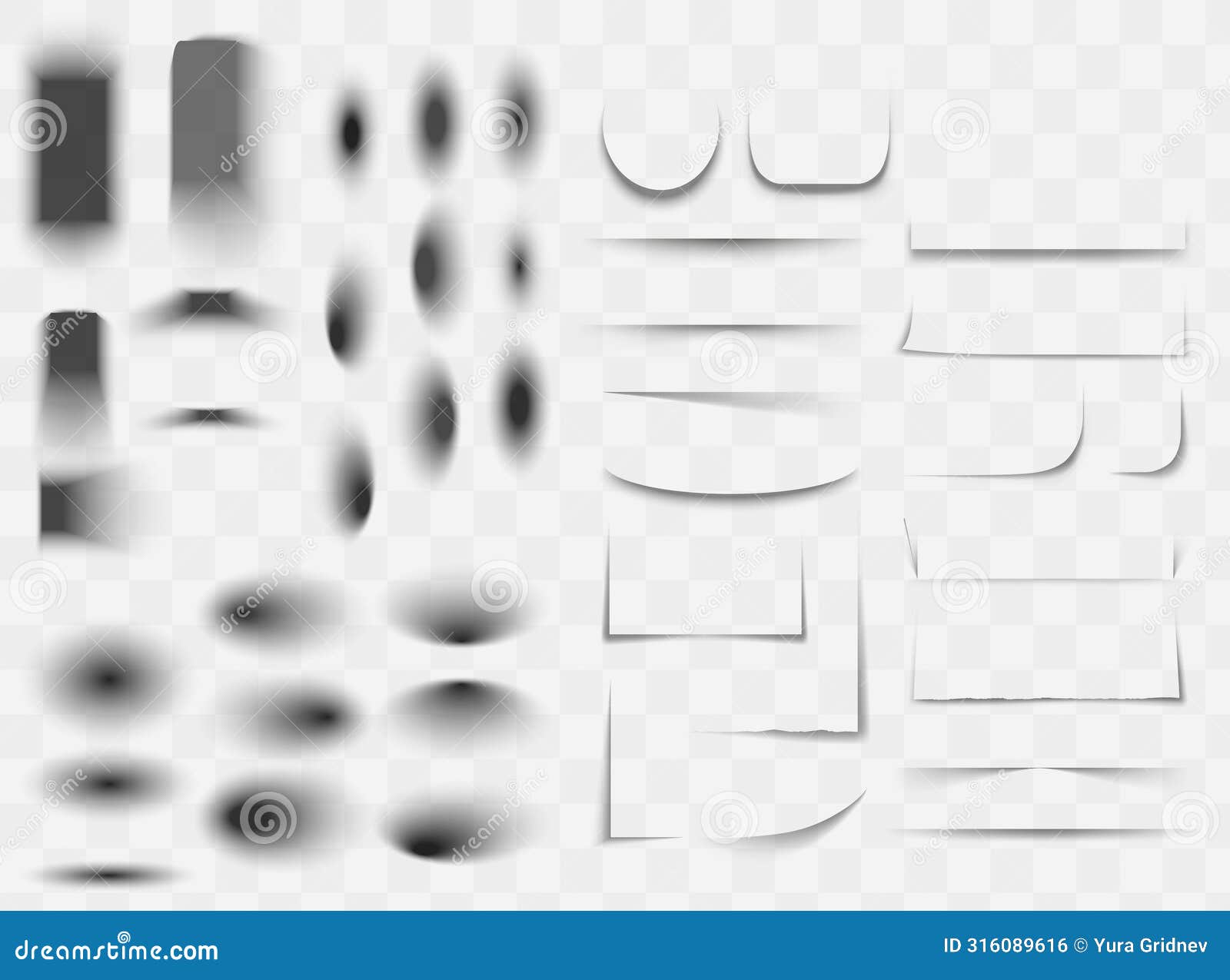Vector Shadows Isolated. Set of Round and Square Shadow Effects. Stock ...